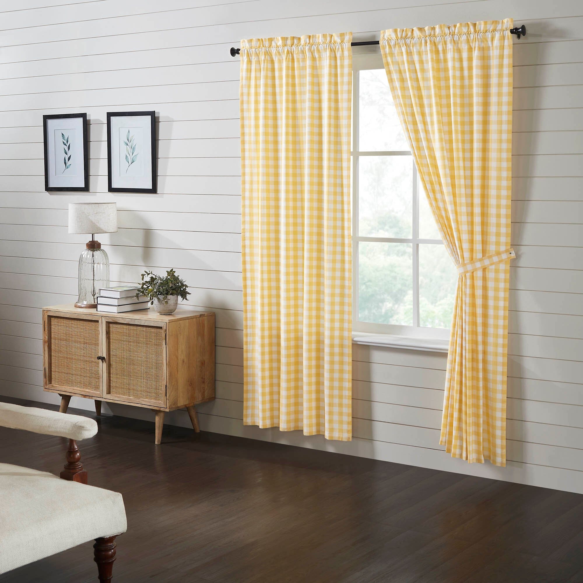 VHC Annie Yellow Buffalo Check Curtains