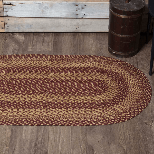 VHC Burgundy and Tan Braided Rugs | Primitive Star Quilt Shop