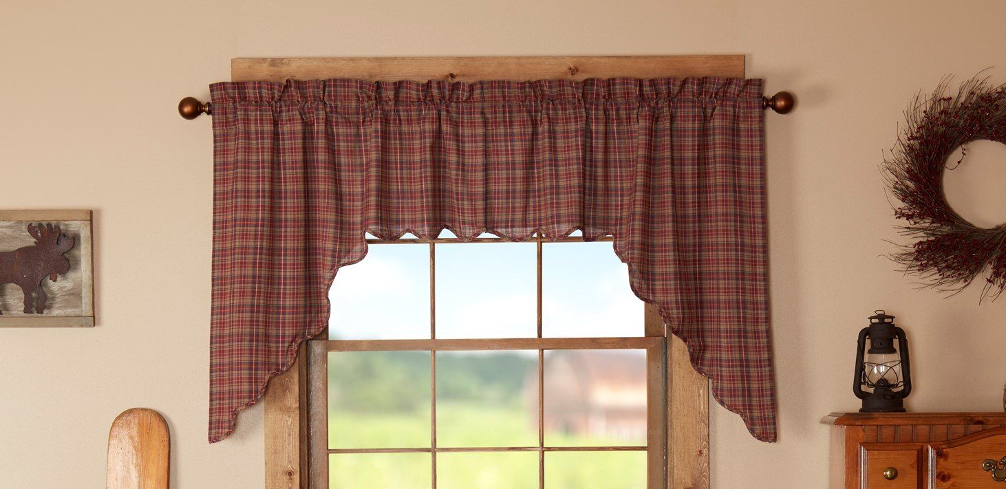 Primitive Style Curtains Saffron Plaid Swag 36" | Primitive Country