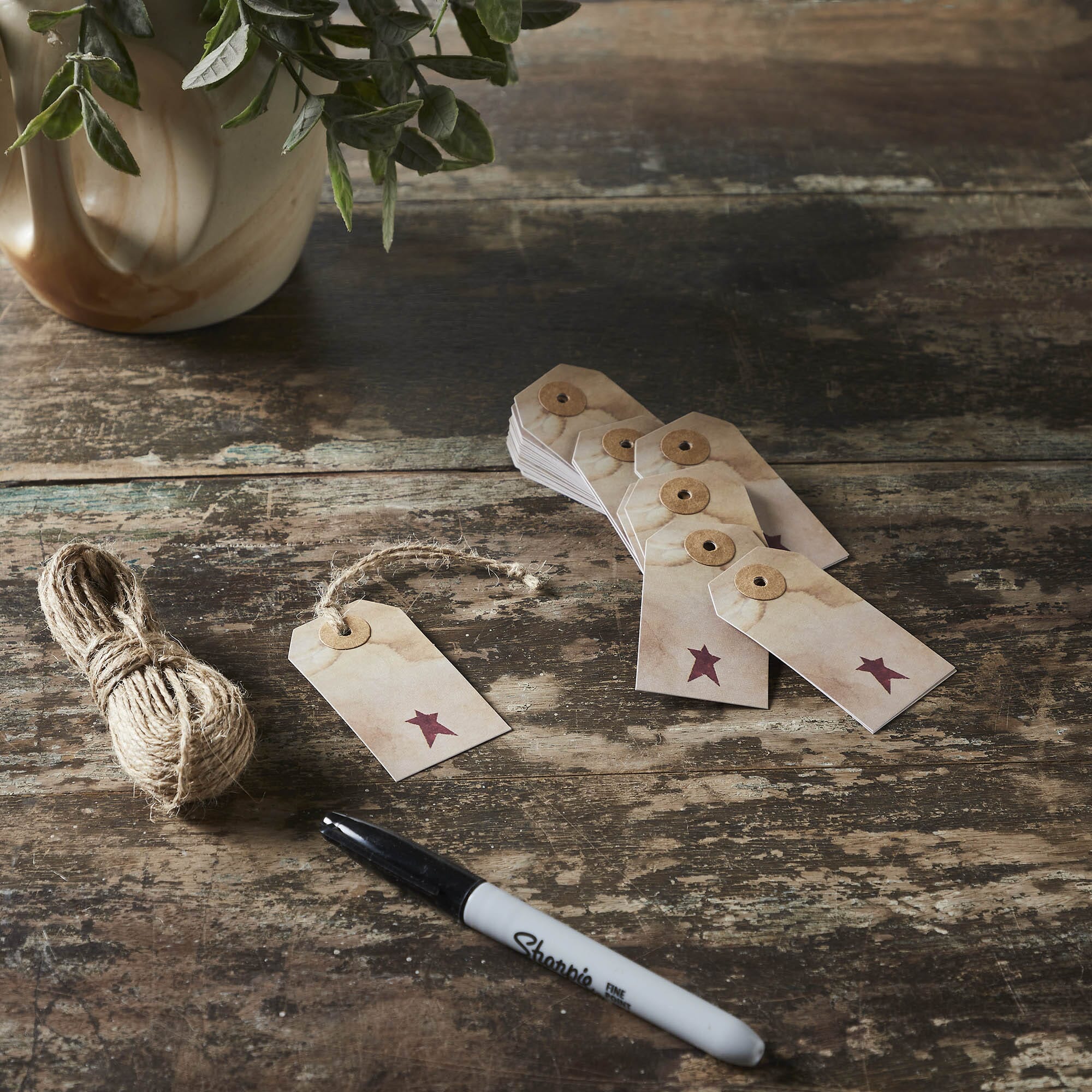 Primitive 2 3/4" Paper Tag Set of 50 - Red Star
