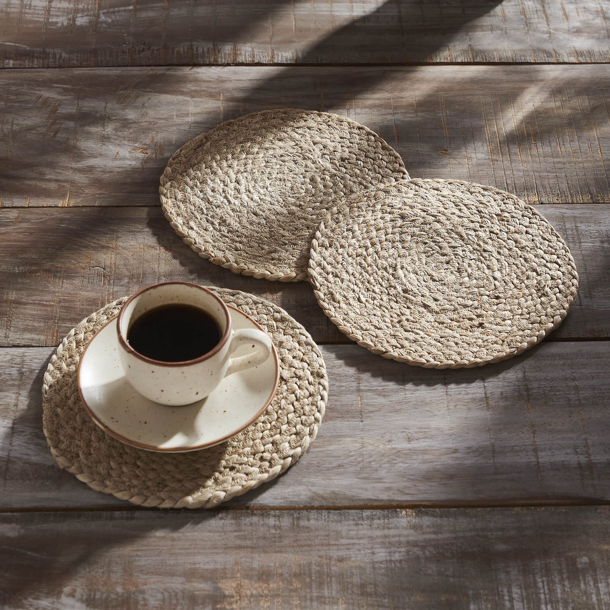 Natural Braided Trivet 8" - Set of 3