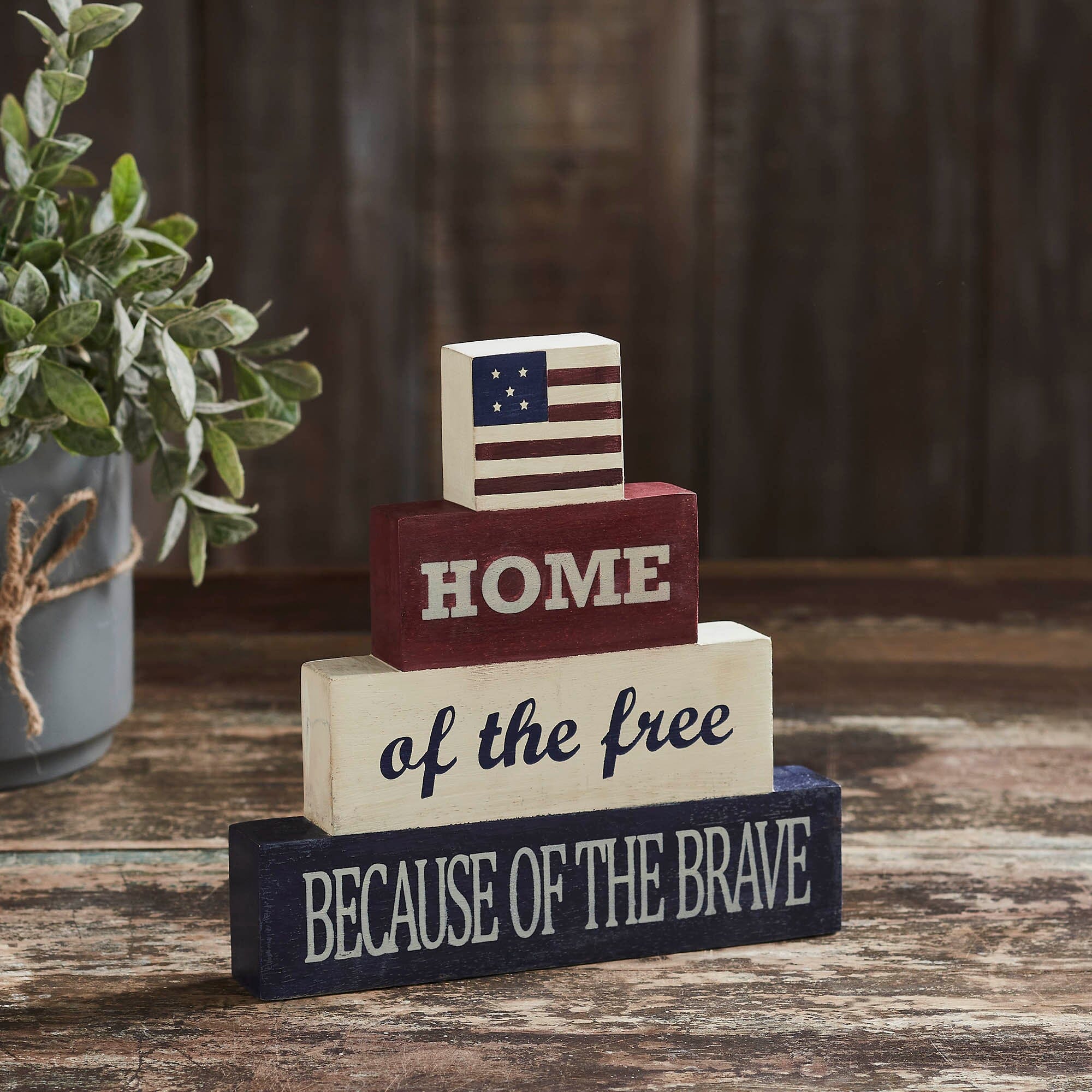 Home of the Free Wood Block Stack