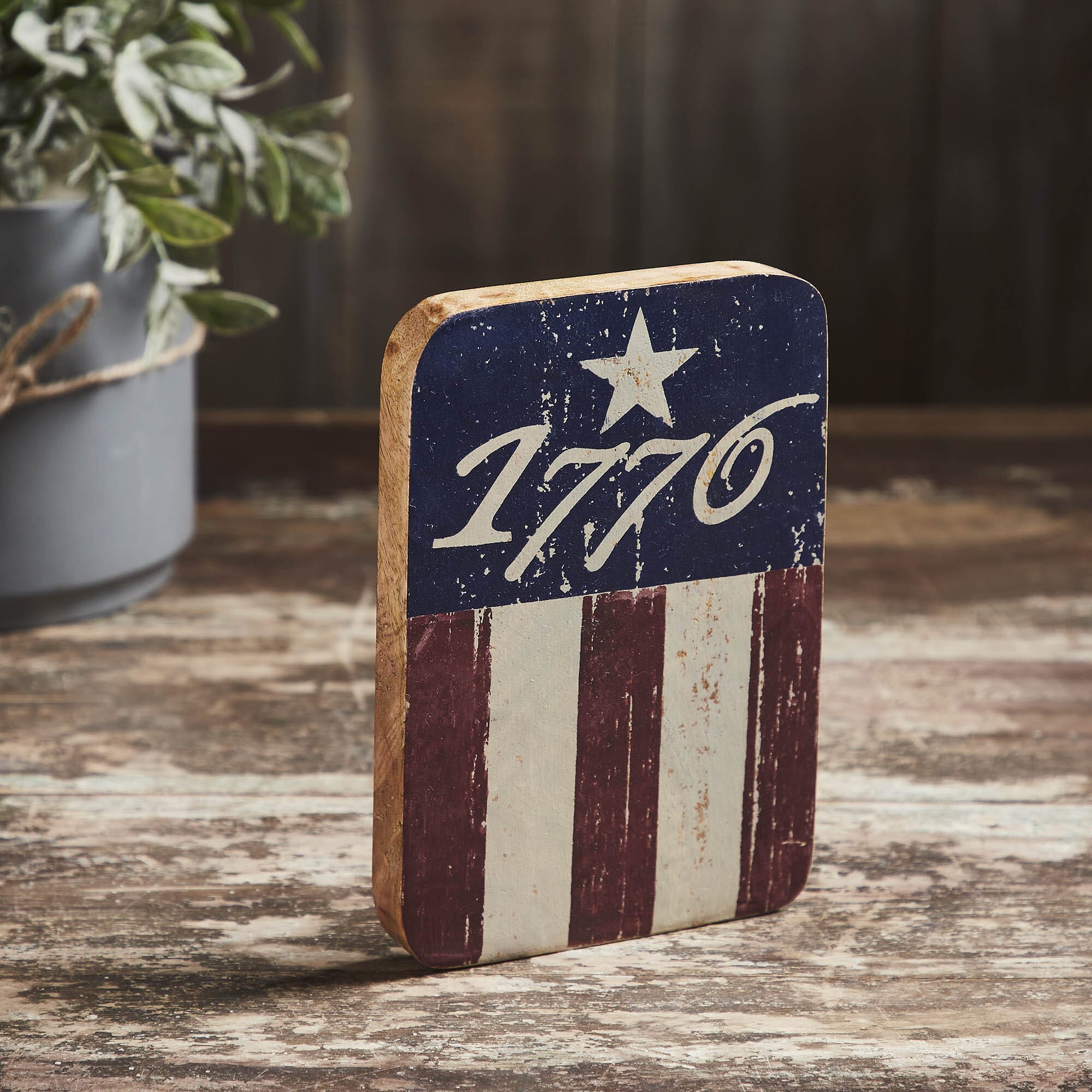 1776 Flag Stripes Wood Sign - 7x5"