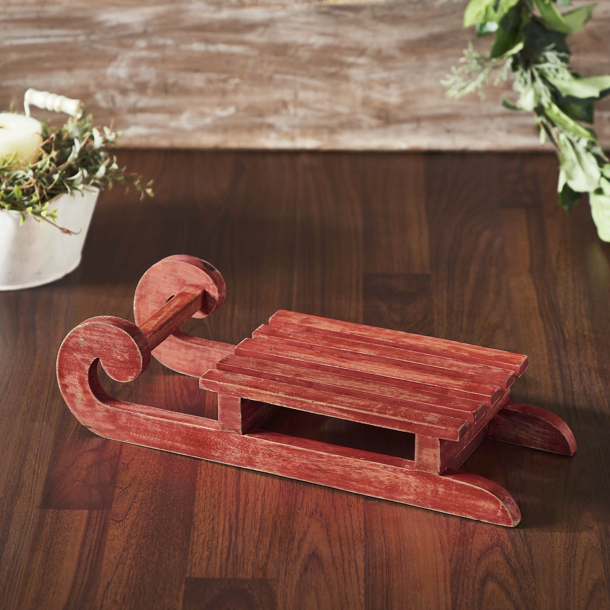 Wooden Red Sled - 16"