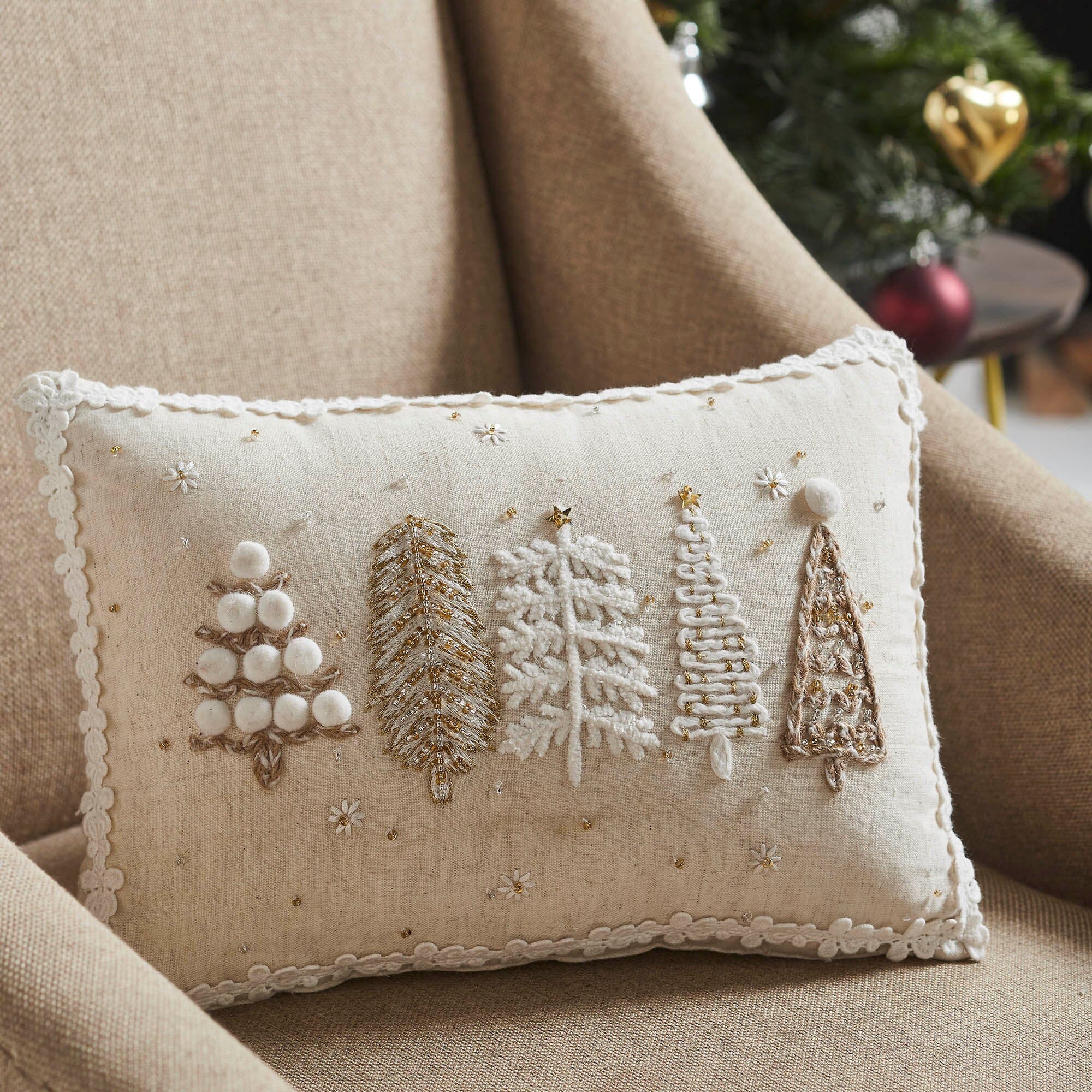 White Christmas Trees pillow 14x10"