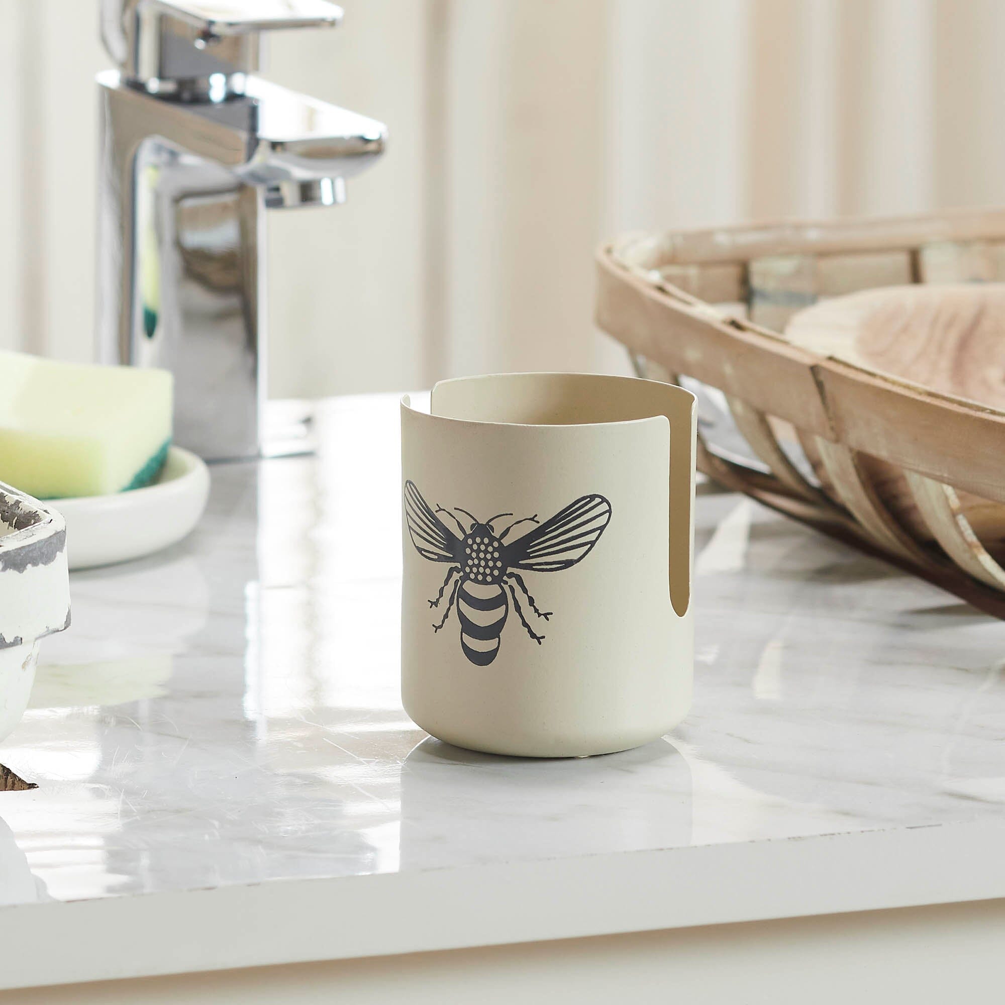 Antique White Bee Sponge Holder 3.25x2.75"