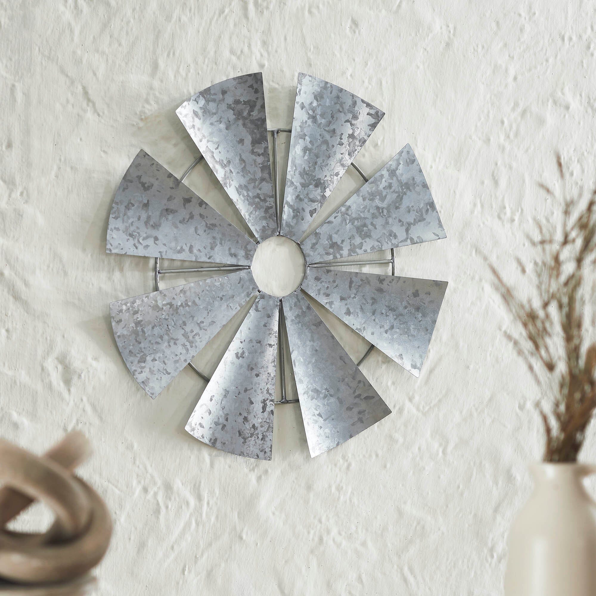 Galvanized Windmill Blades Wall Decor - 16.75x16.75"