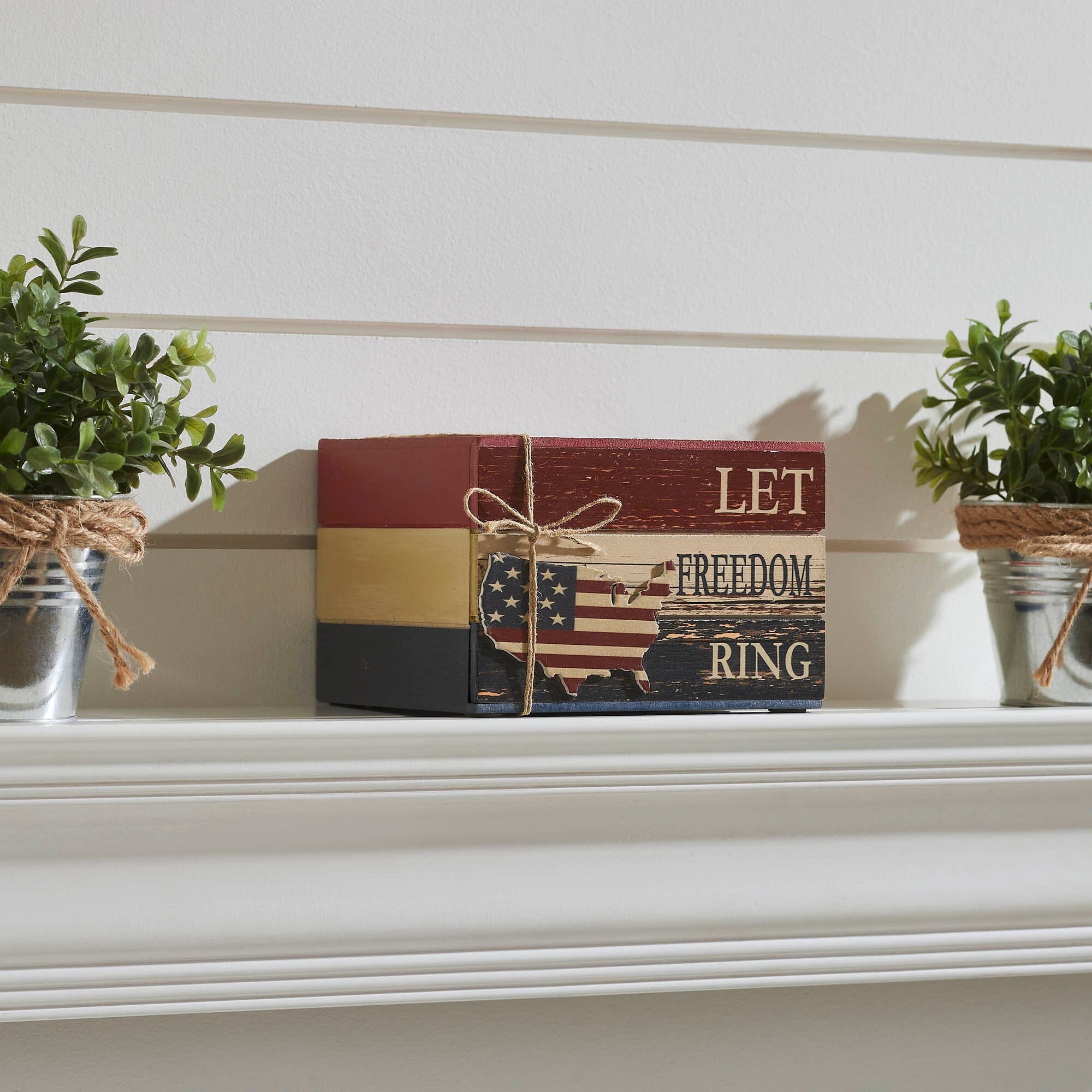 Americana "Let Freedom Ring" Faux Book Stack - 4x6"