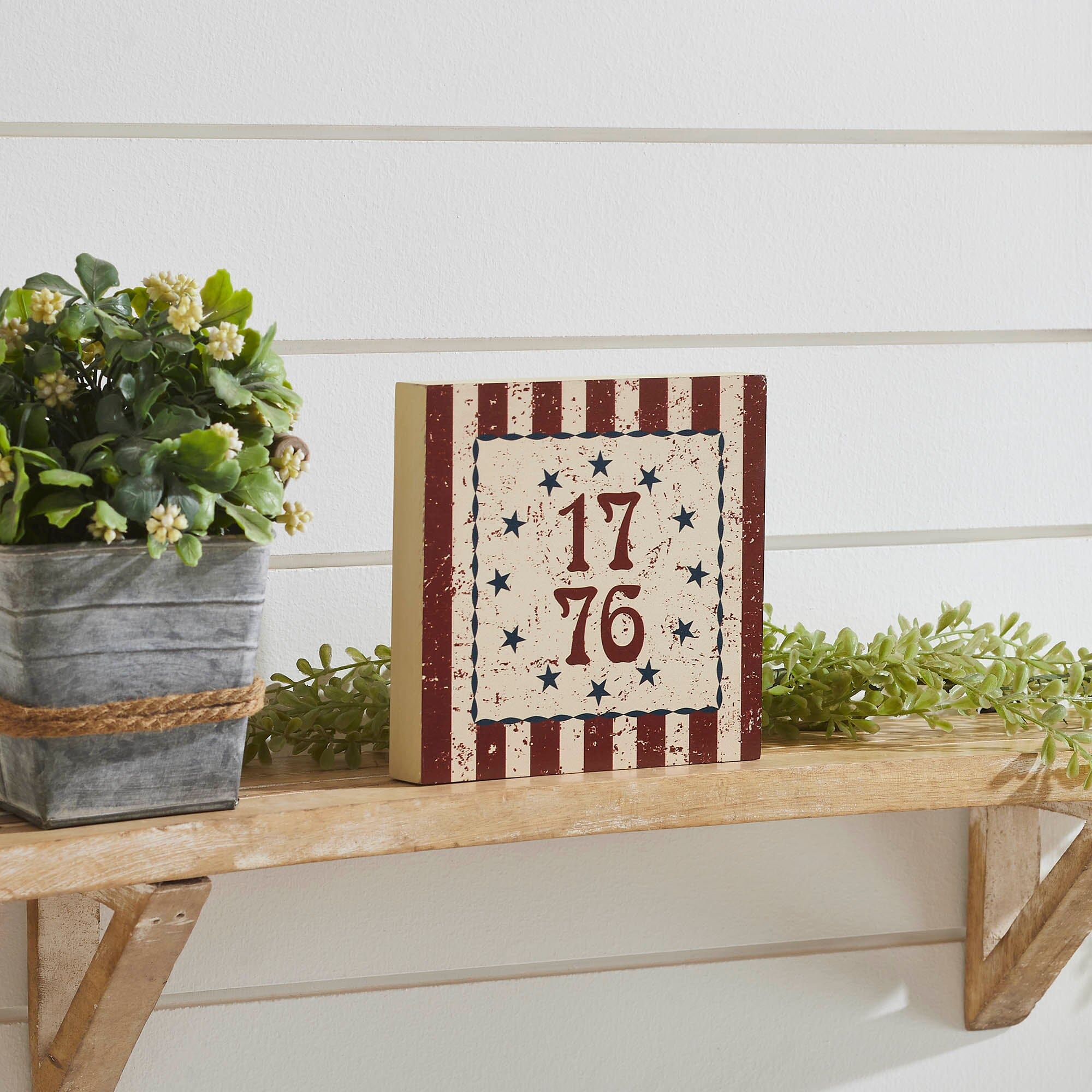 My Country 1776 Wooden Stars & Stripes Sign - 6x6"