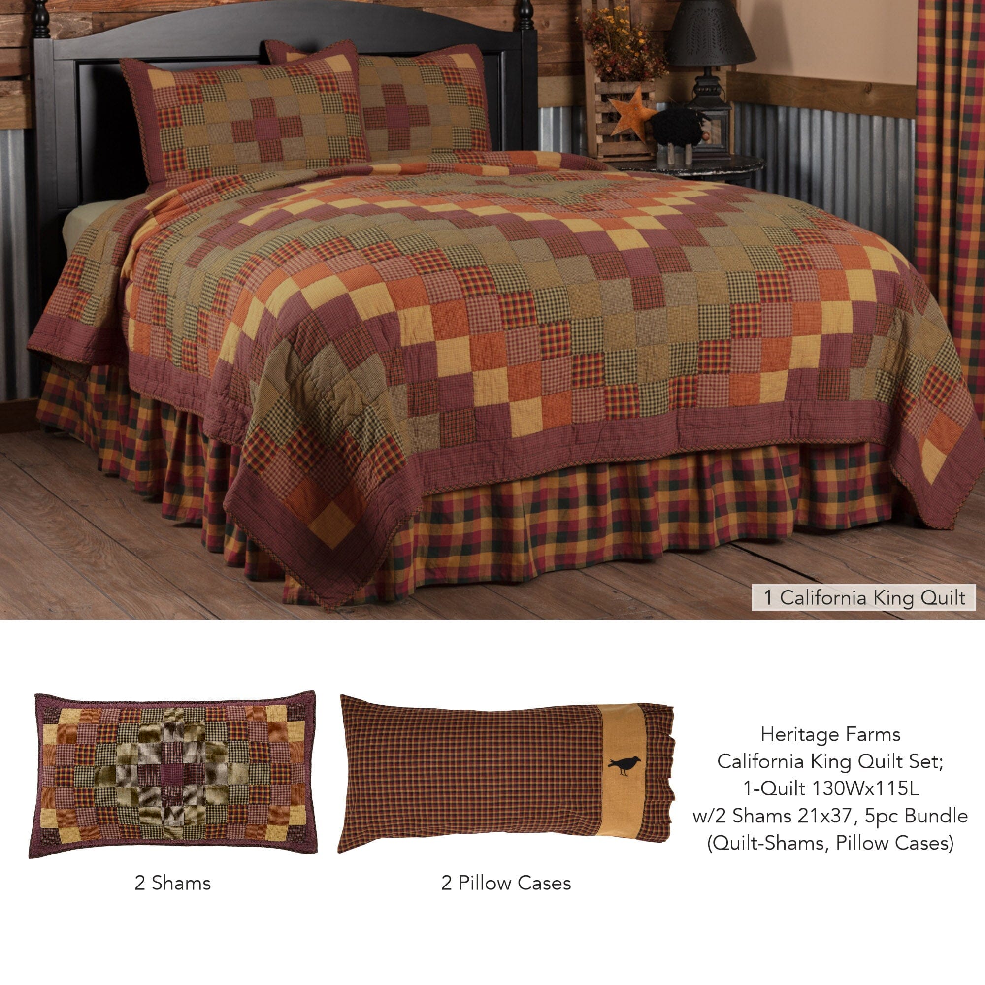Heritage Farms California King Quilt Set Bundle - 5pc