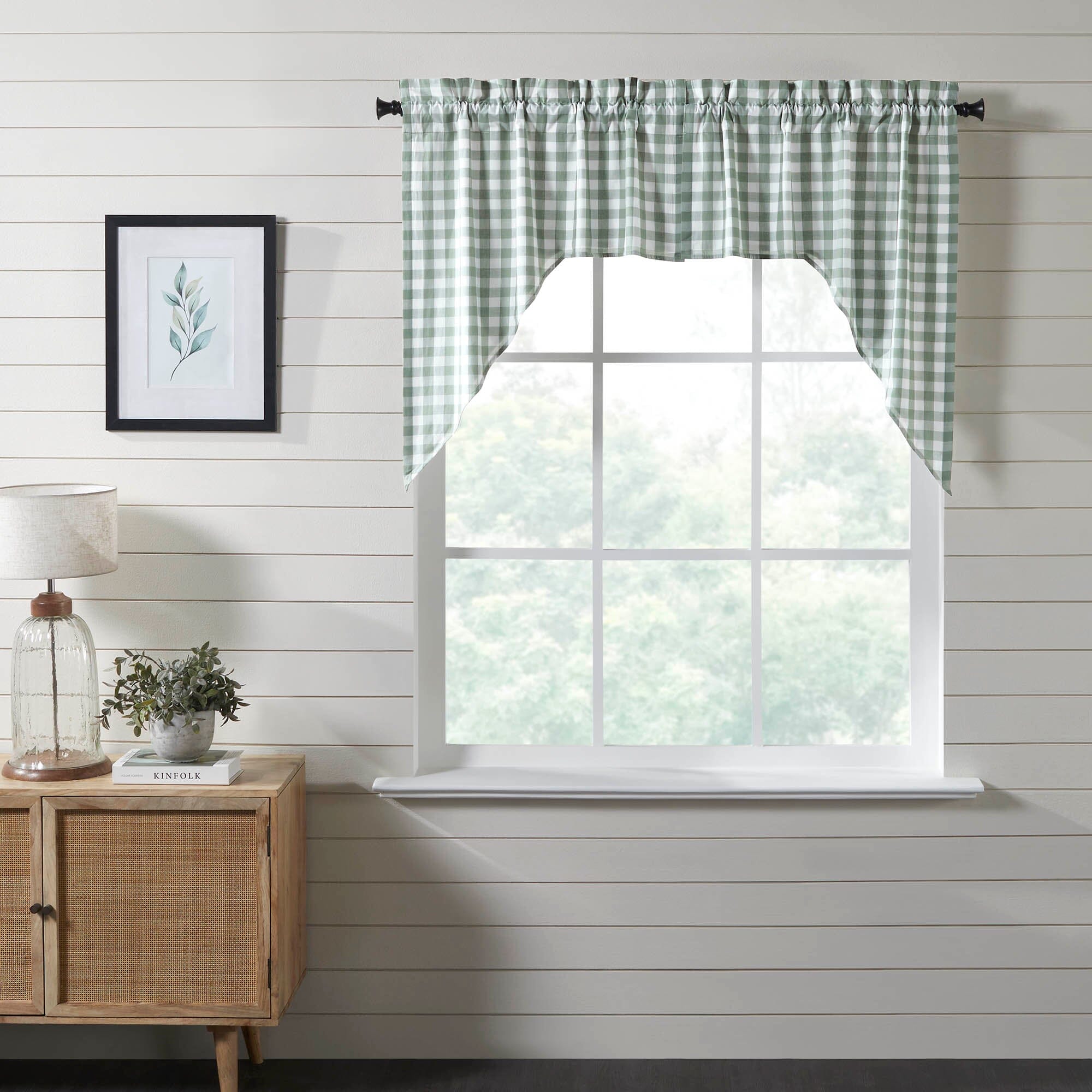 Annie Green Buffalo Check Lined Swag Curtains