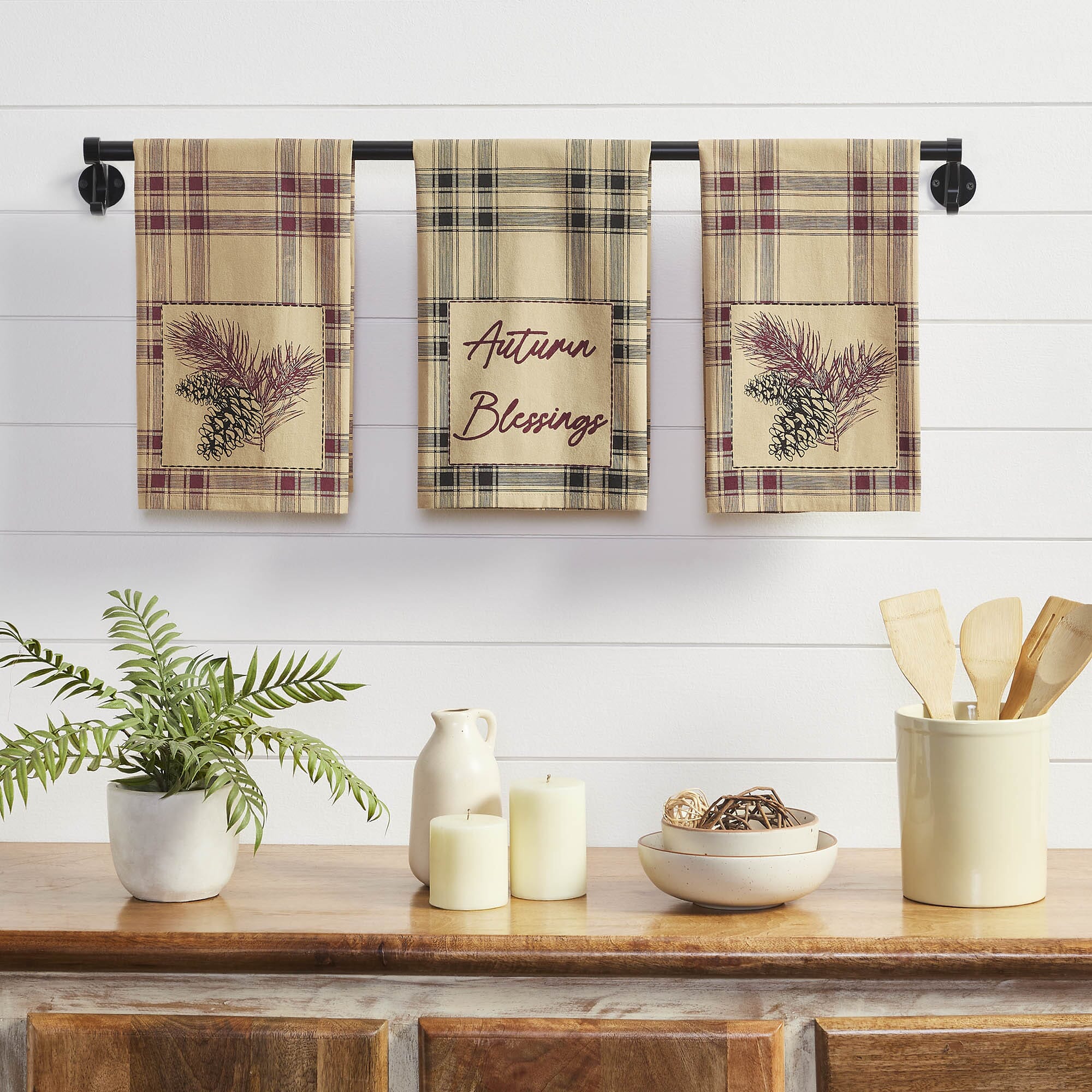 Connell Pinecone Plaid Tea Towels - Set of 3