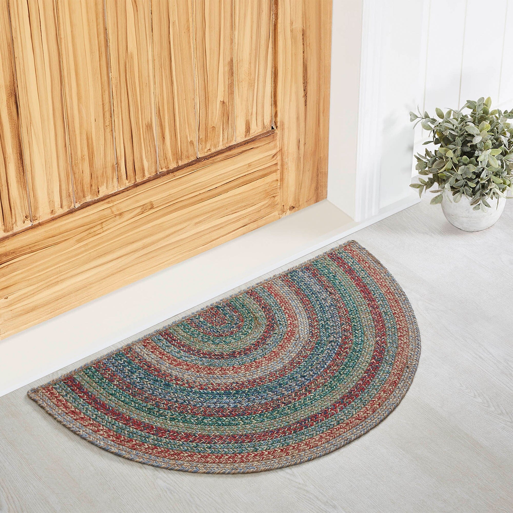 Multi Half Circle Braided Rug 19.5x36"