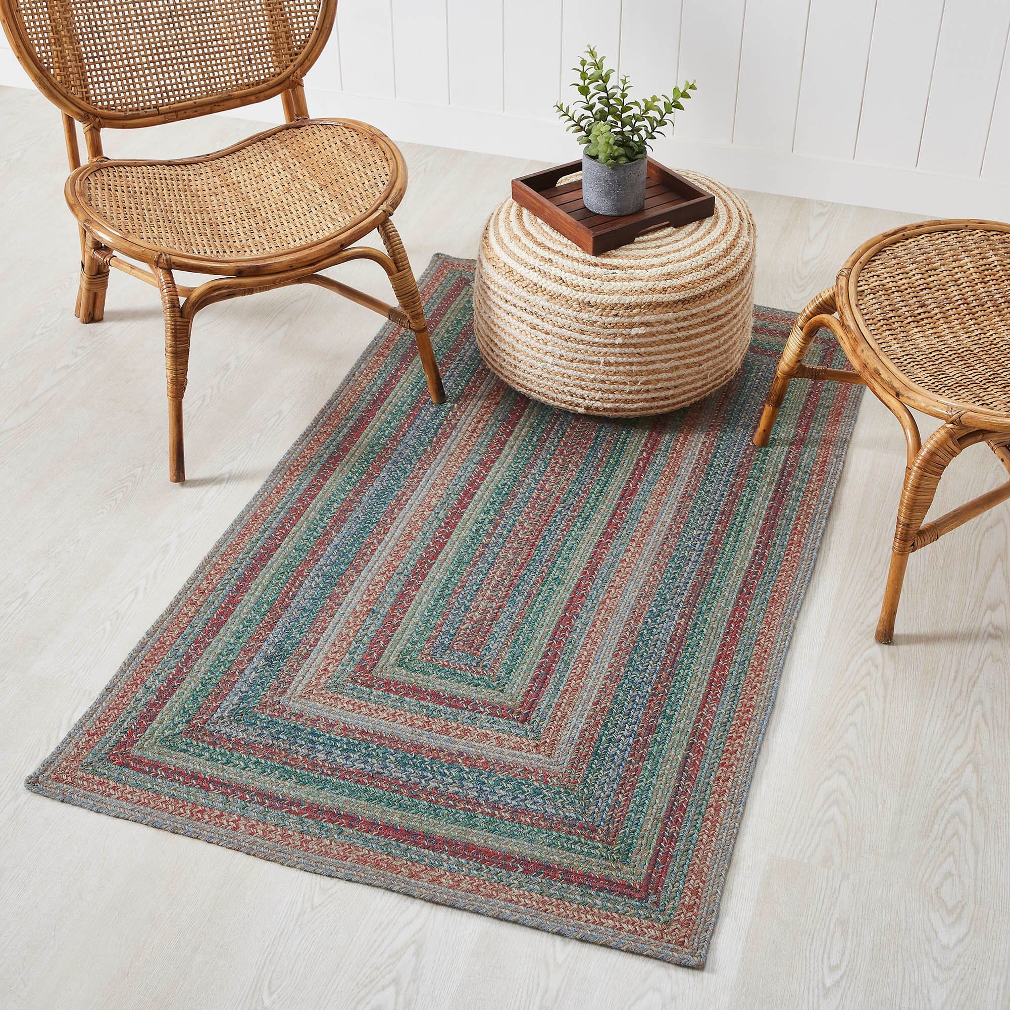 Multi Rectangle Braided Rug 36x60" - with Pad