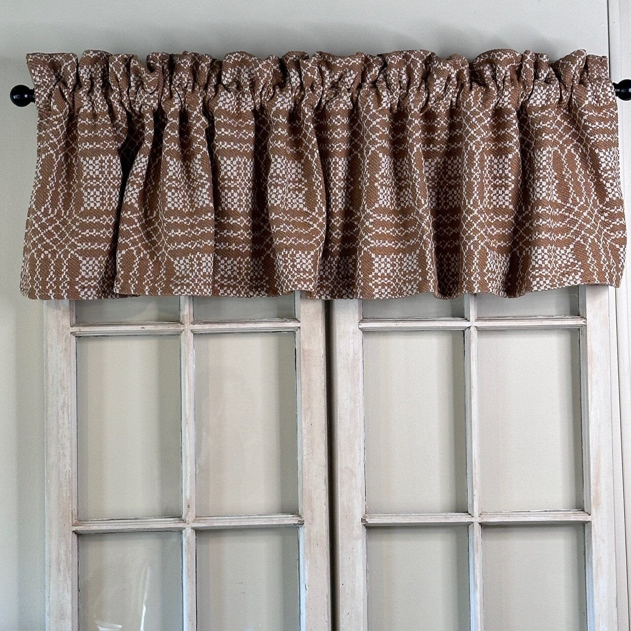 Pine Creek Nantucket Mustard and Creme Woven Lined Valance 72"