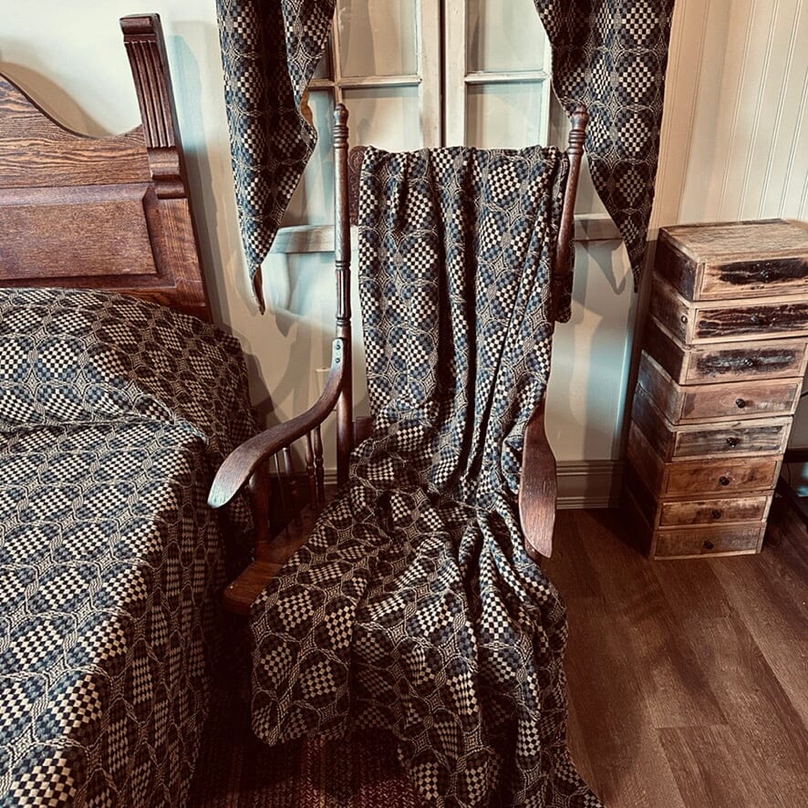 Pine Creek Shadowbrook Black and Mustard Woven Throw