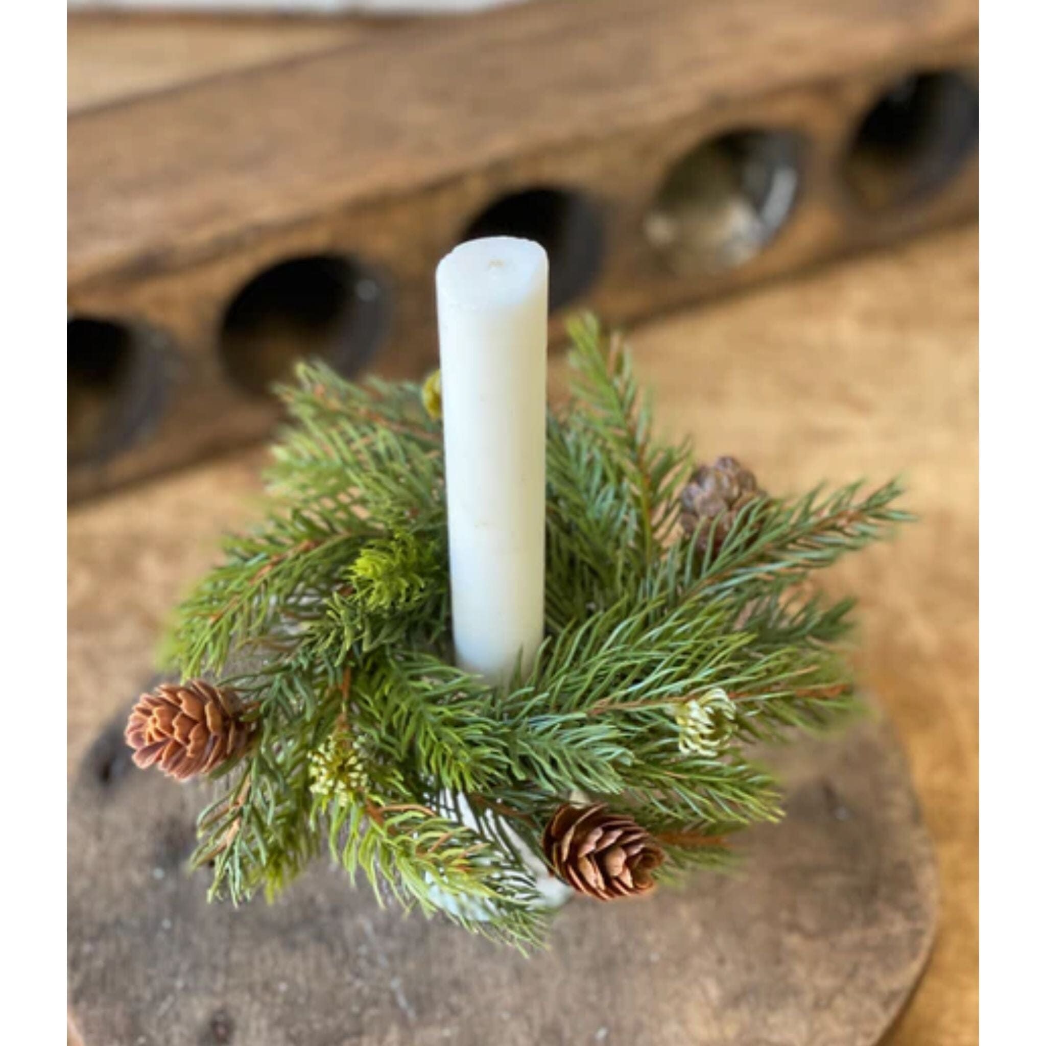 CWI White Spruce with Cones Taper Candle Ring