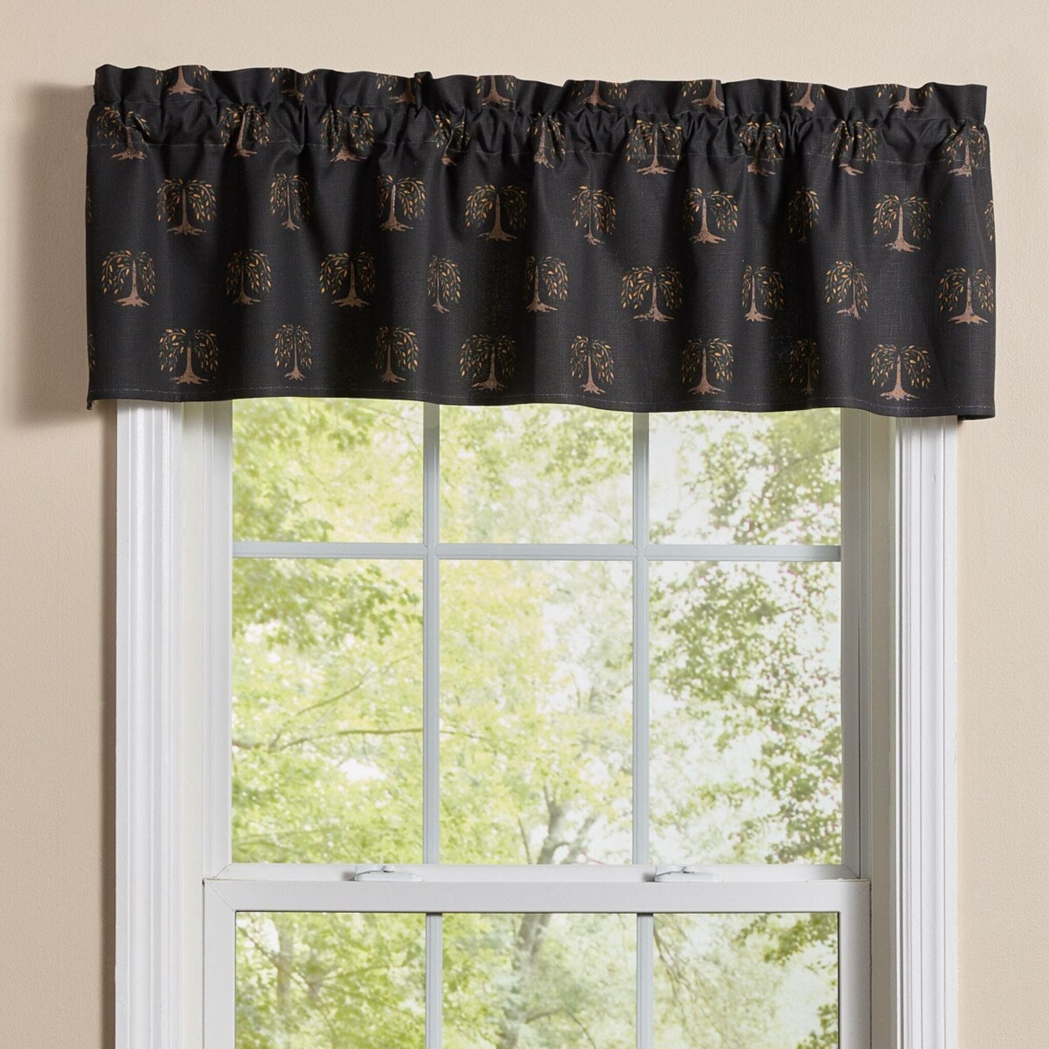 Park Designs 60" Black Valance Curtain with Printed Willow Trees