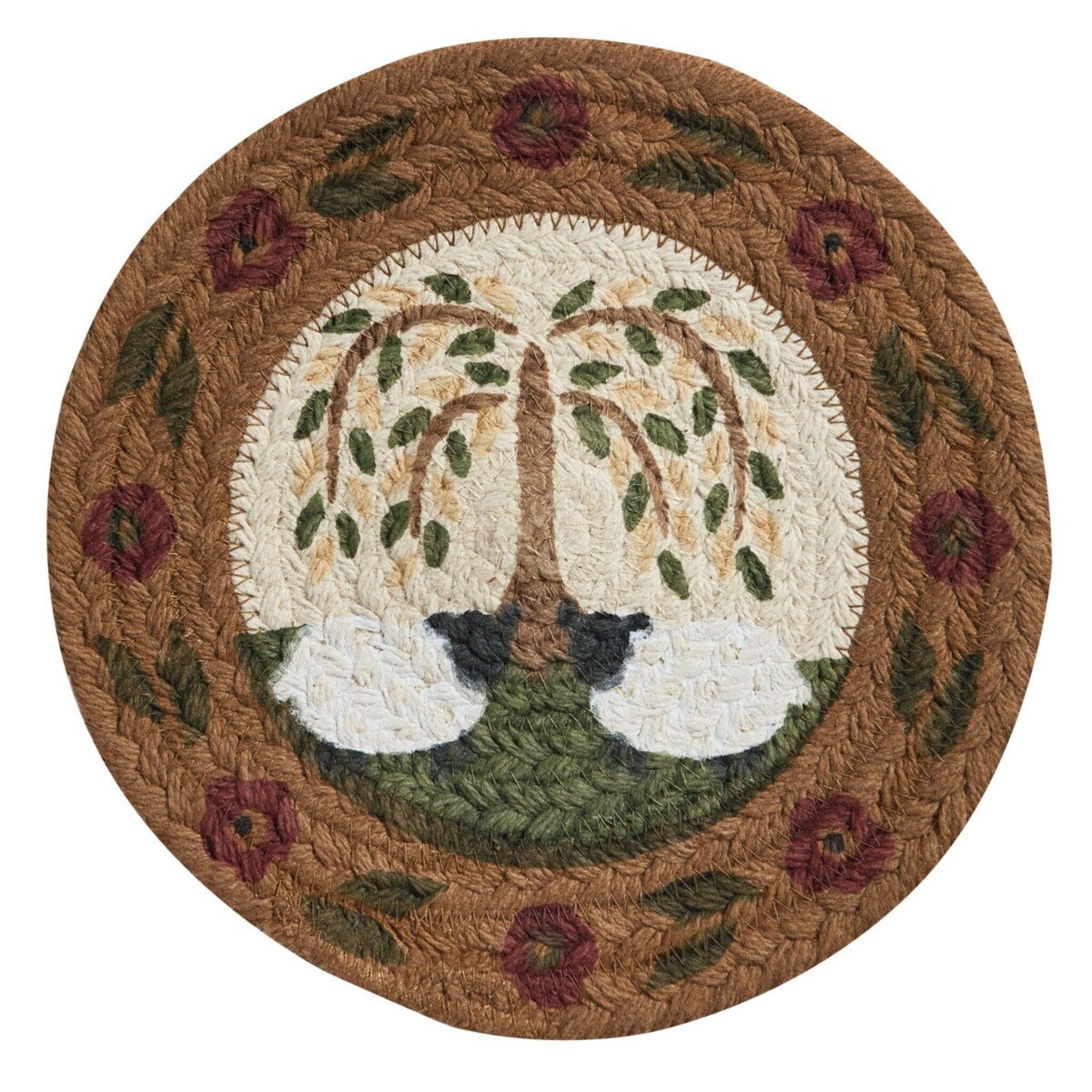 Park Designs Round Braided 8" Trivet with Sheep & Willow Print
