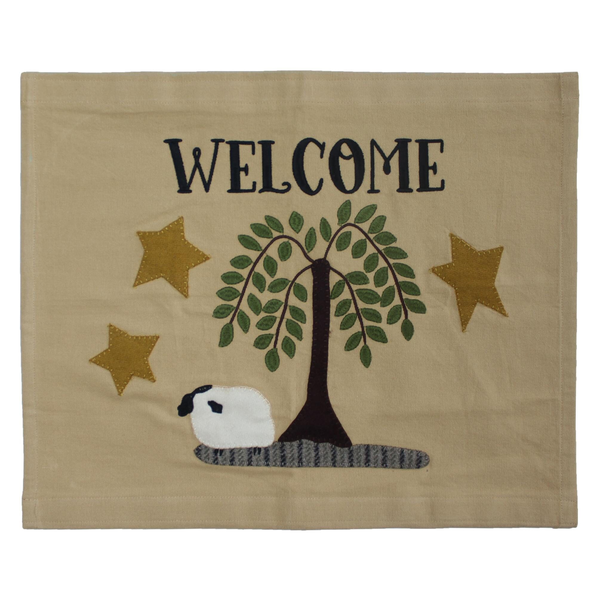 "Welcome" Sheep & Willow Wall Hanging