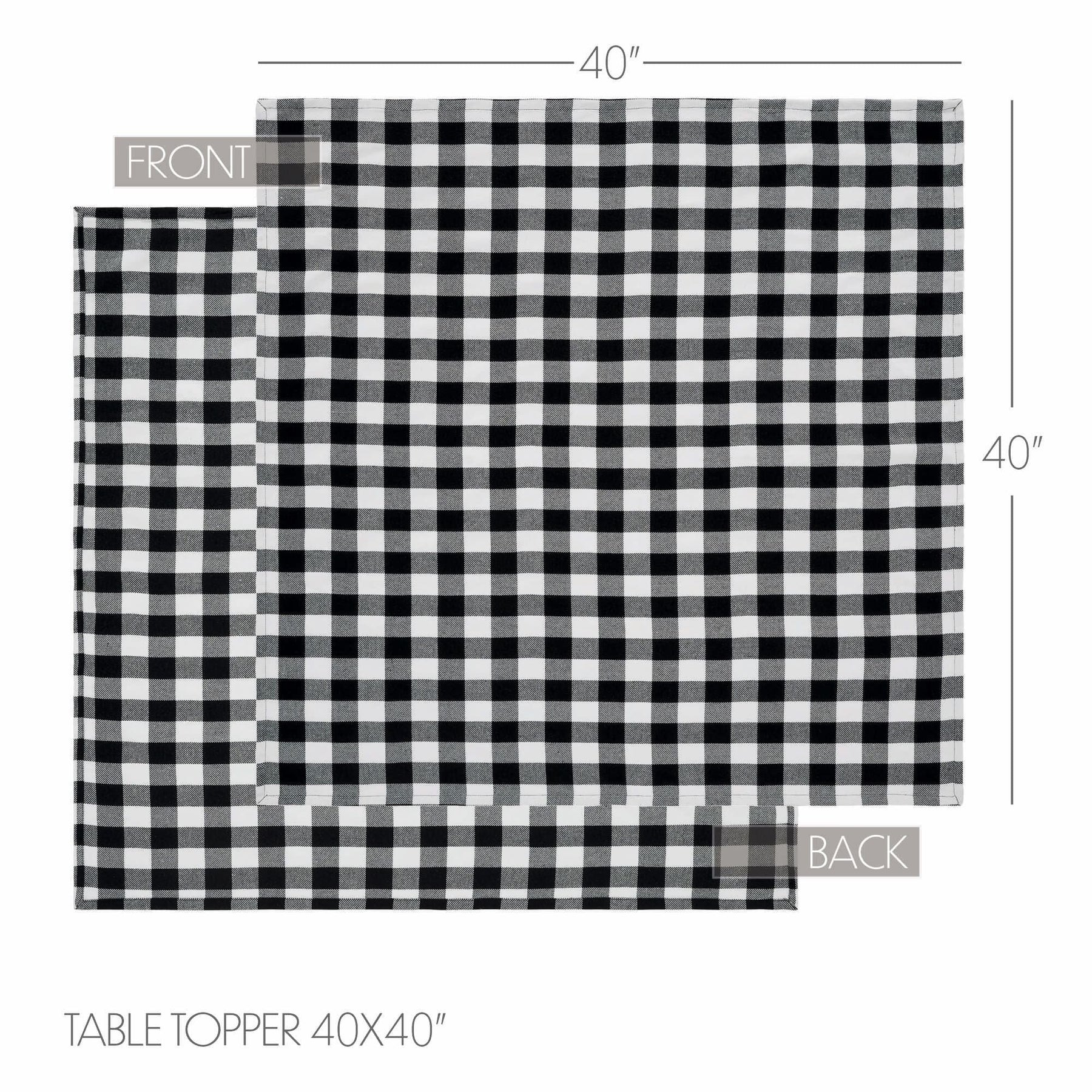 Annie Black Buffalo Check Table Topper 40x40"