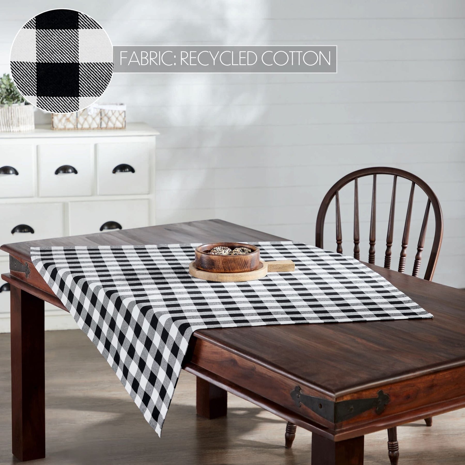 Annie Black Buffalo Check Table Topper 40x40"