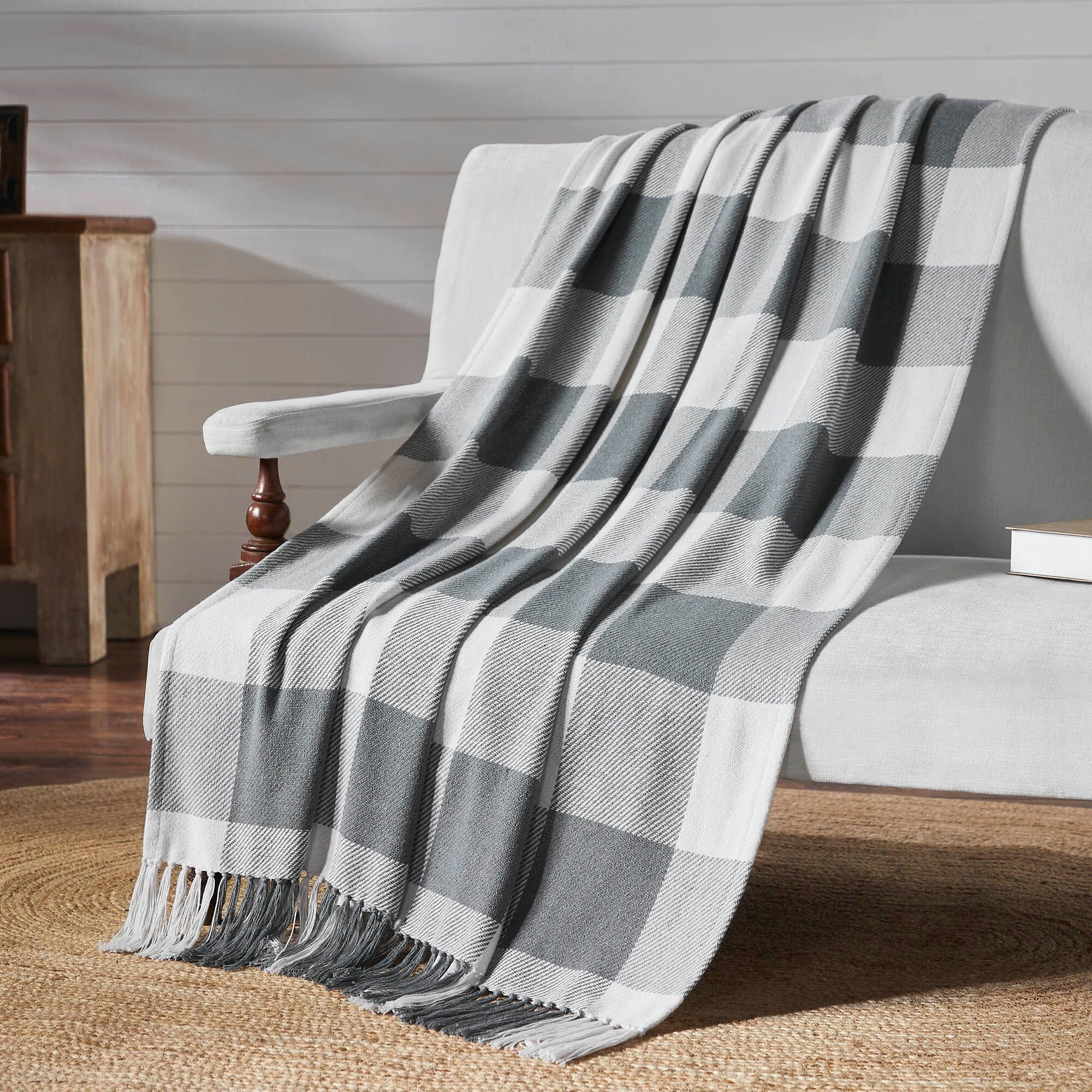 Annie Grey Buffalo Check Woven Throw