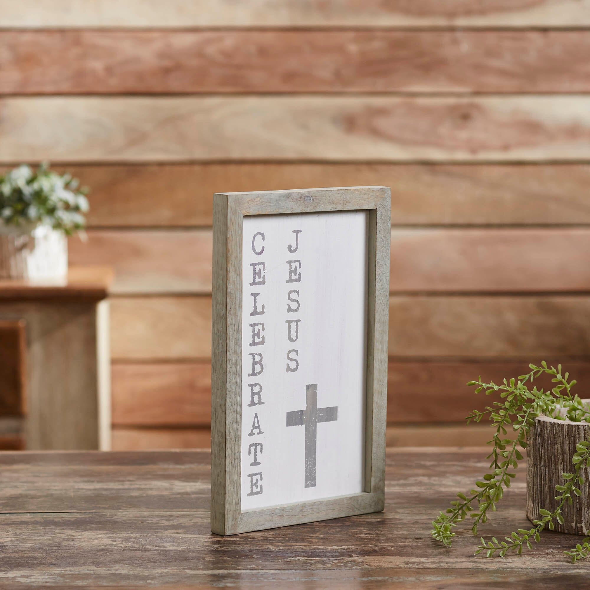 "Celebrate Jesus" Wood Sign - 15x9"
