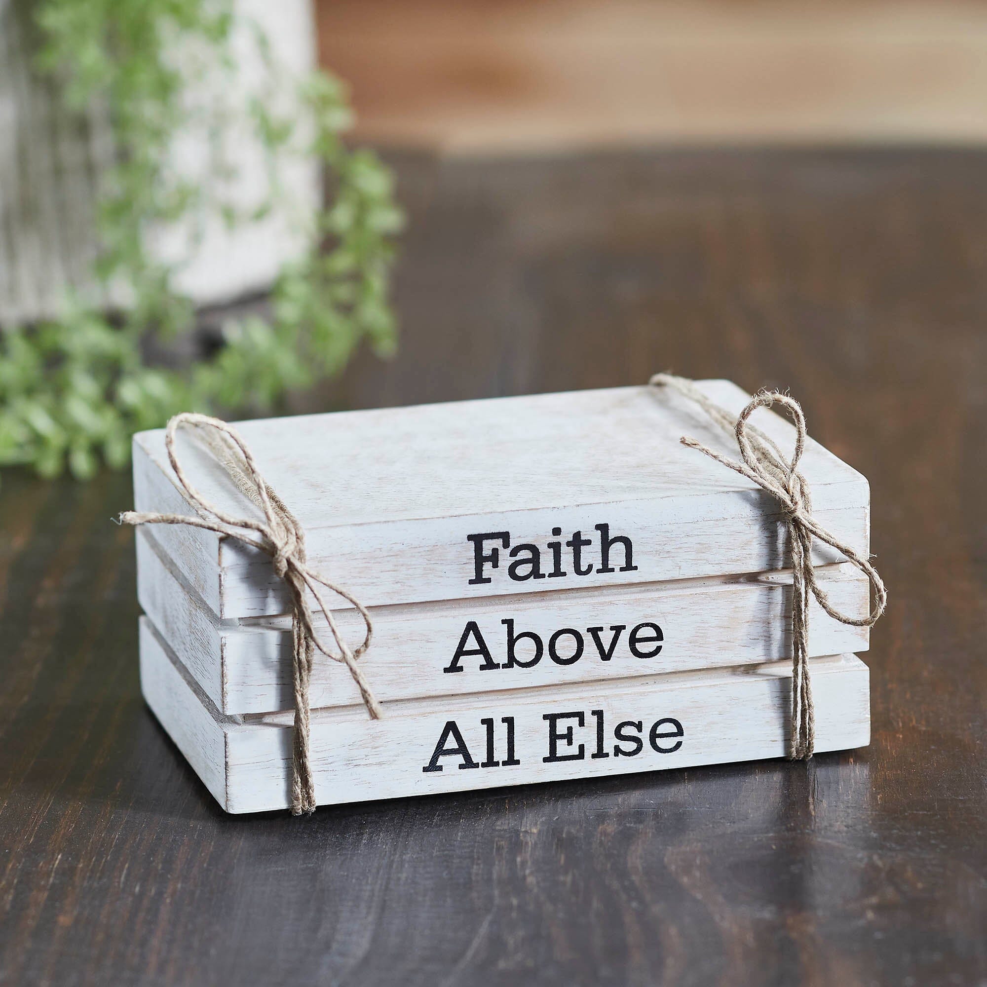 "Faith Above All Else" Faux Book Stack