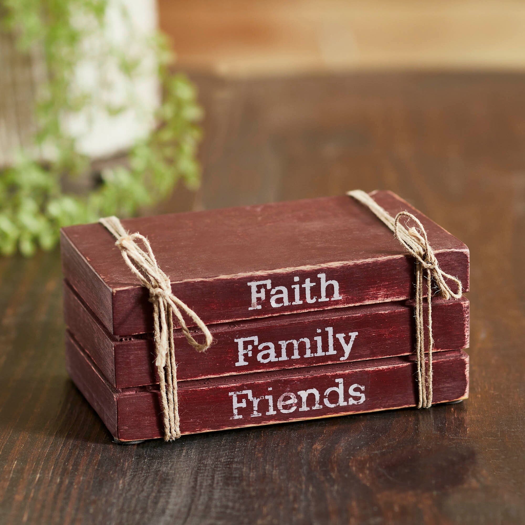 "Faith Family Friends" Faux Book Stack