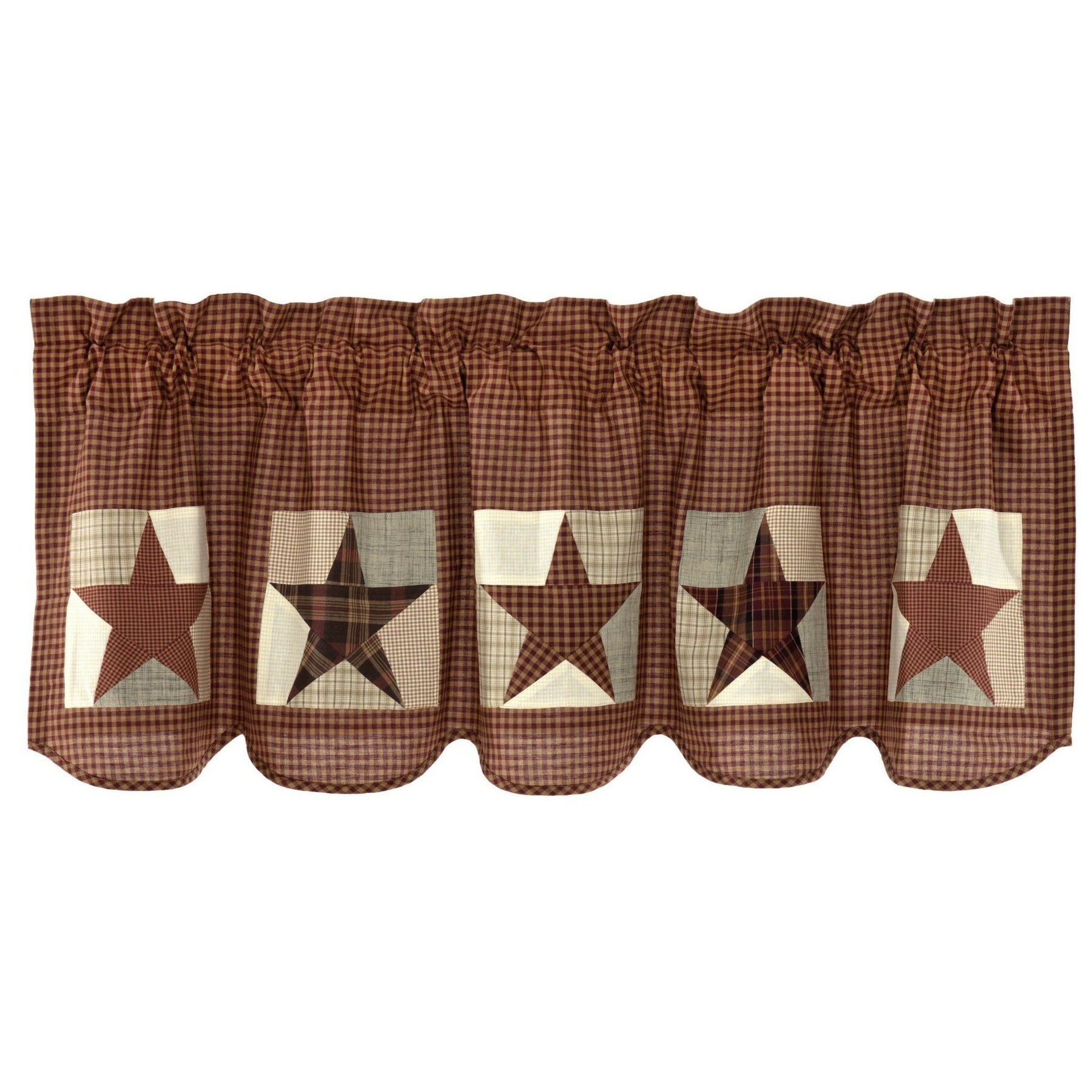 Abilene Patch Block and Star Scalloped Lined Valance 60"