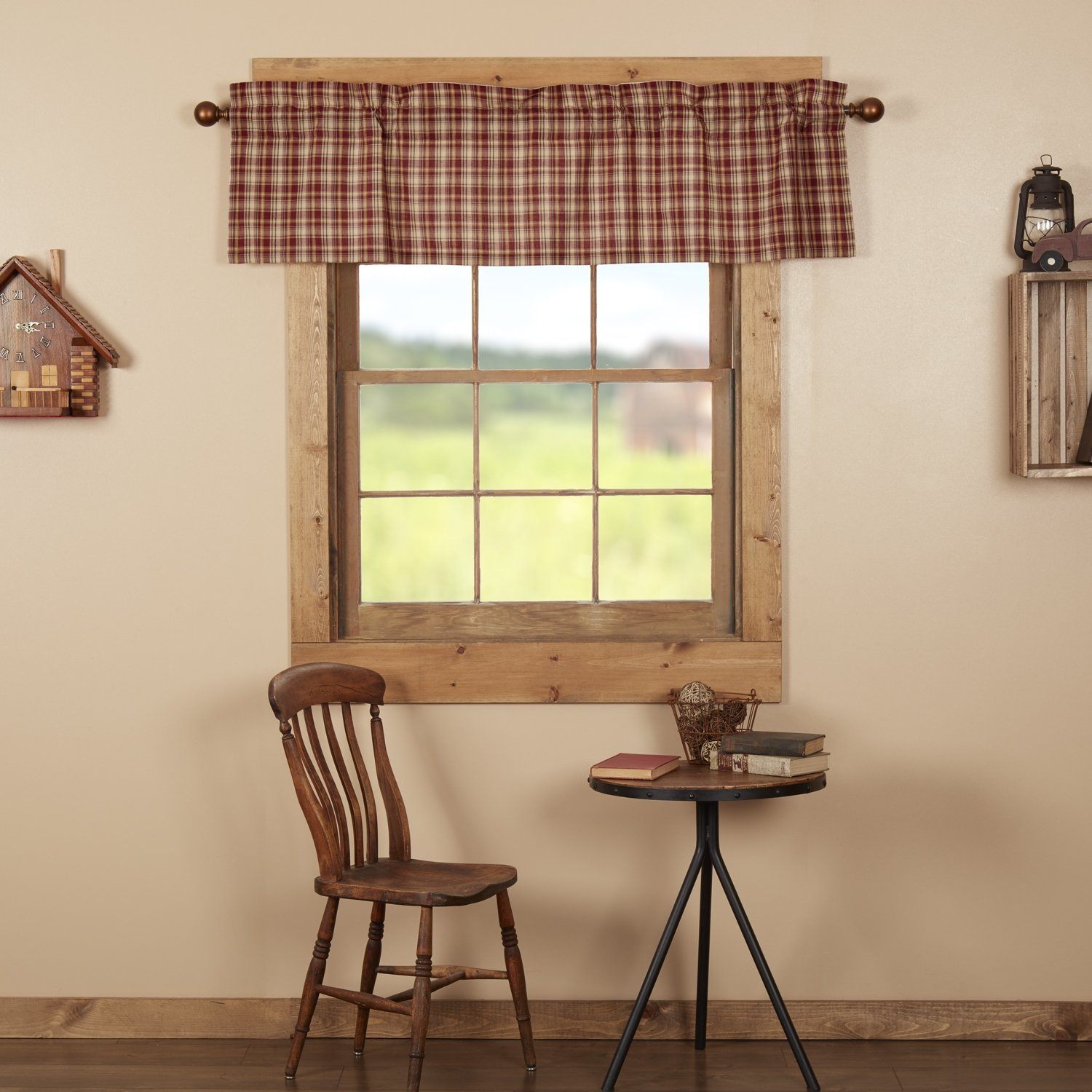 Homespun Beckham Plaid Lined Valance 60" | Primitive Star Quilt Shop