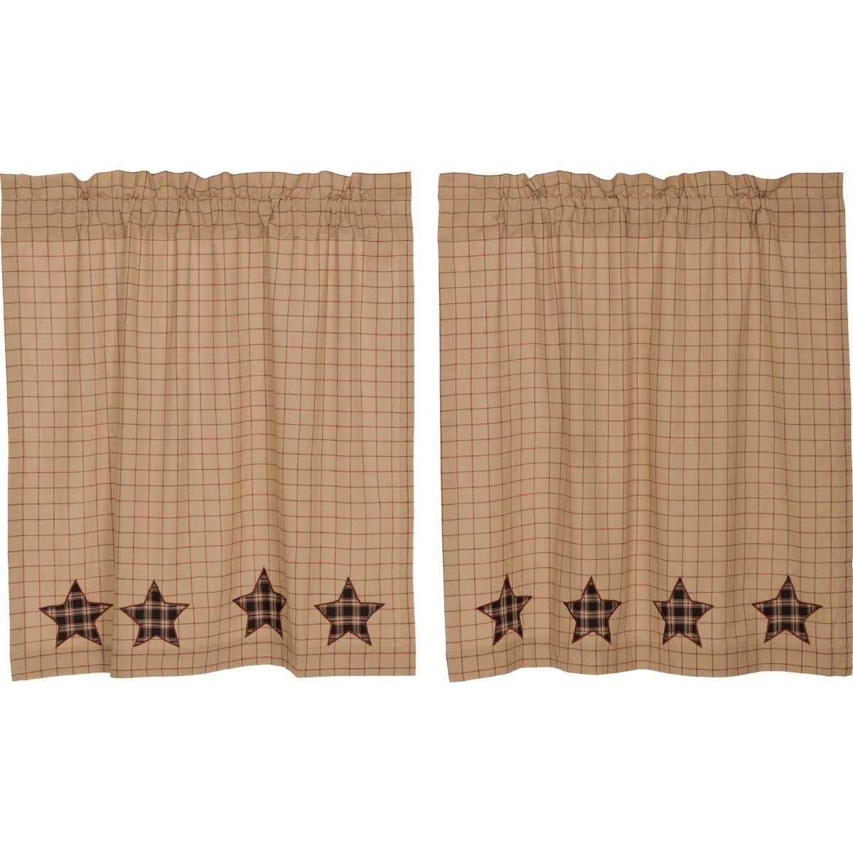 Bingham Star Applique Lined 36" Tier Curtains