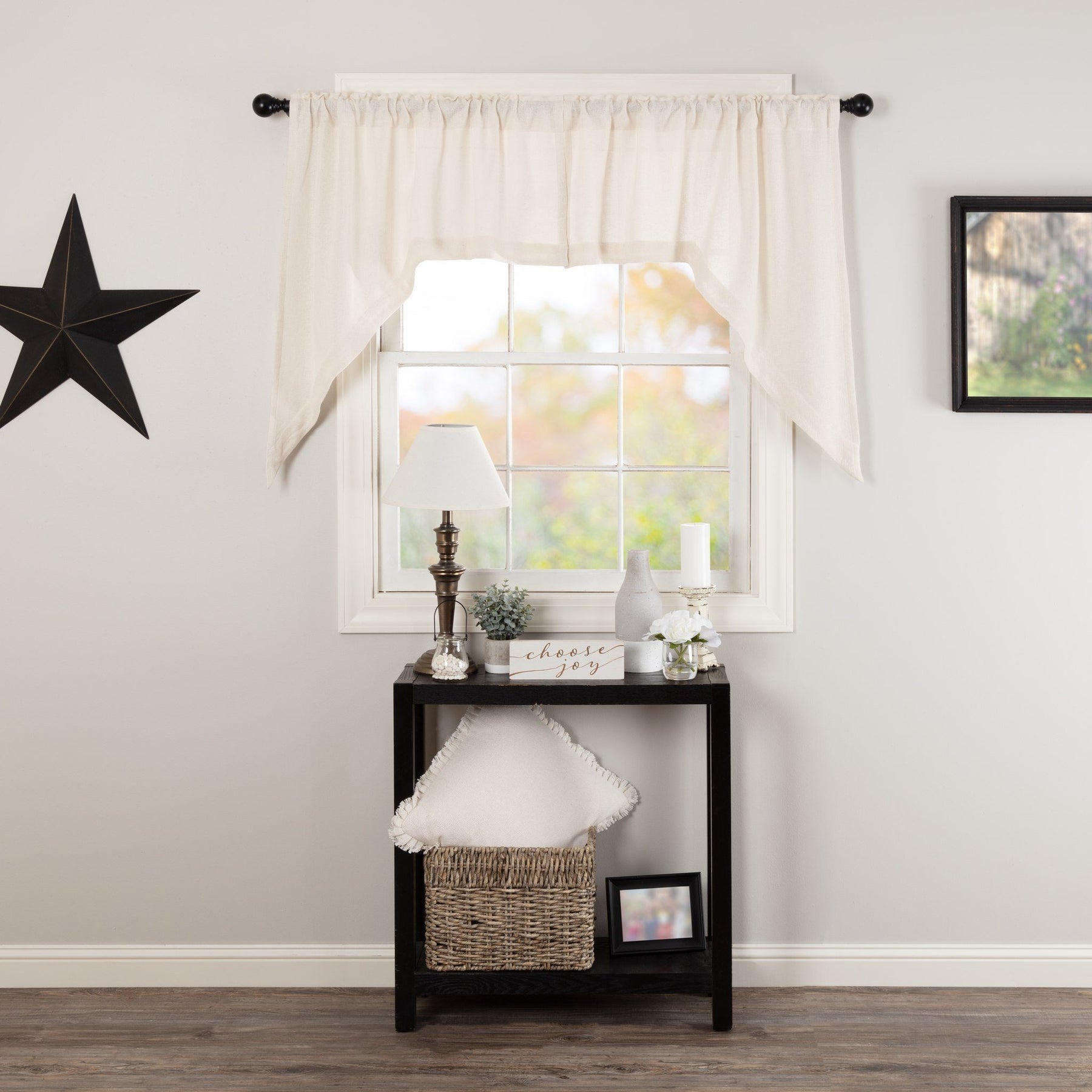 VHC Burlap Antique White Swag Curtains | Primitive Star Quilt Shop