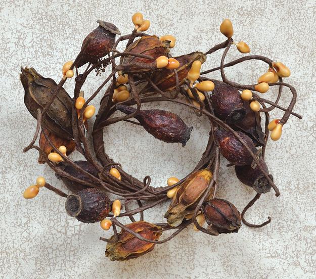 CWI Dried Rose Hip Candle Ring | Primitive Star Quilt Shop