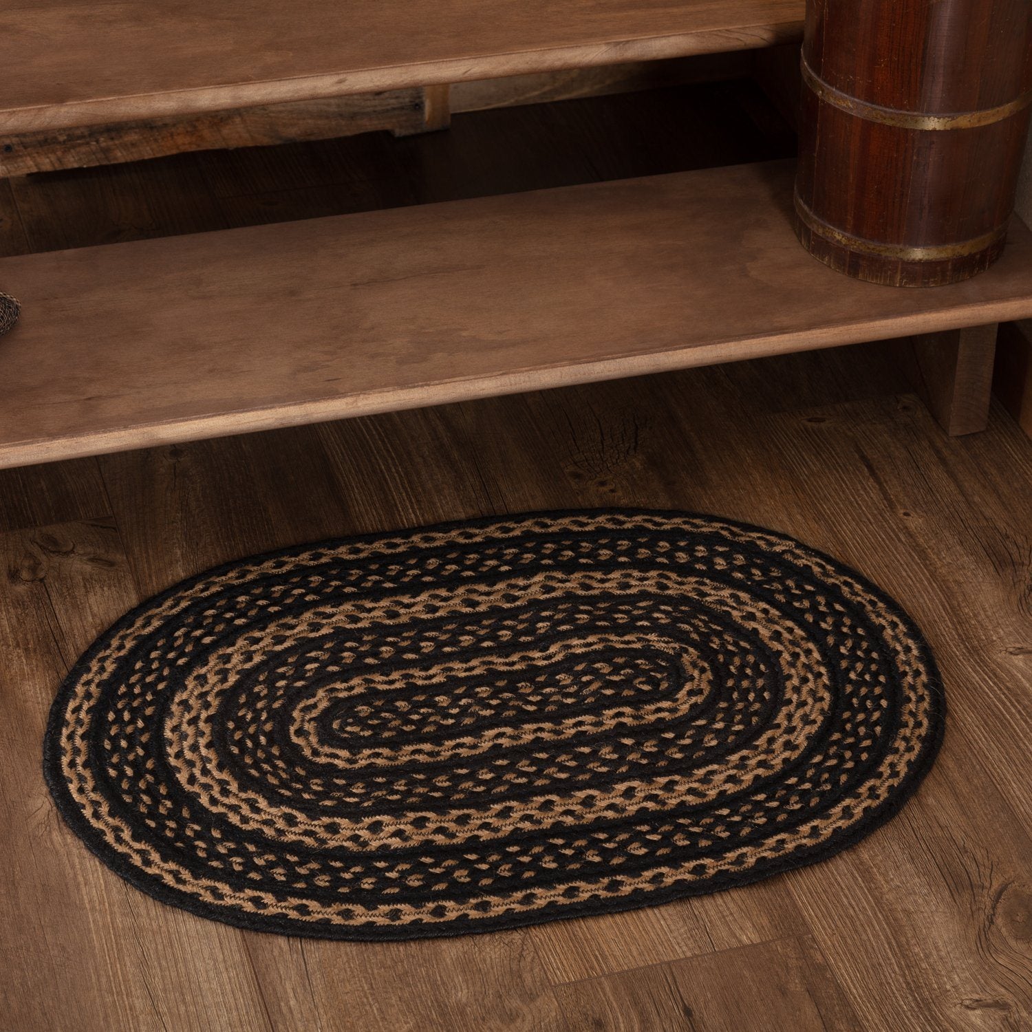 Farmhouse Star Oval Braided Rug 20x30"