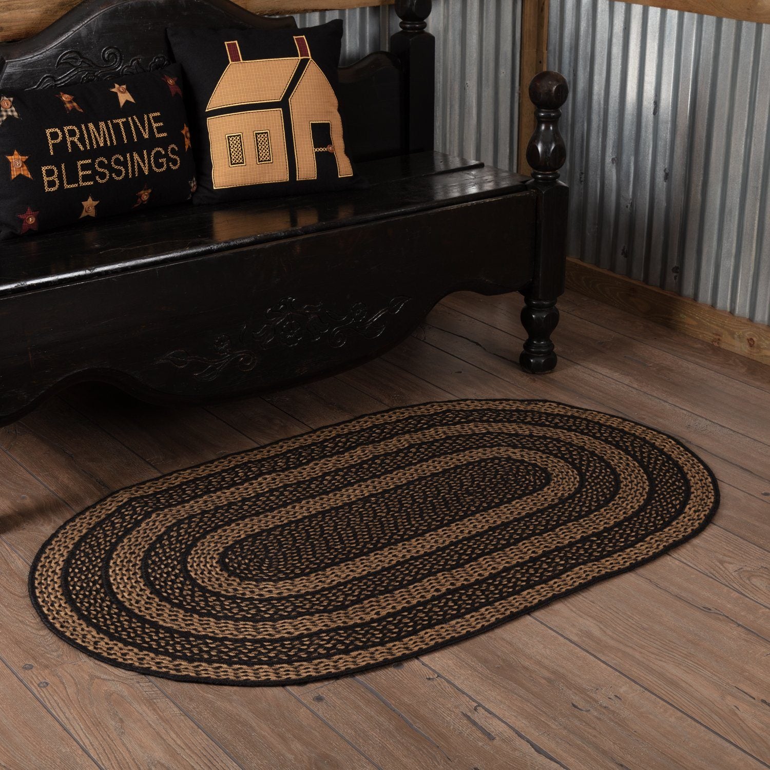 Farmhouse Star Oval Braided Rug 36x60"