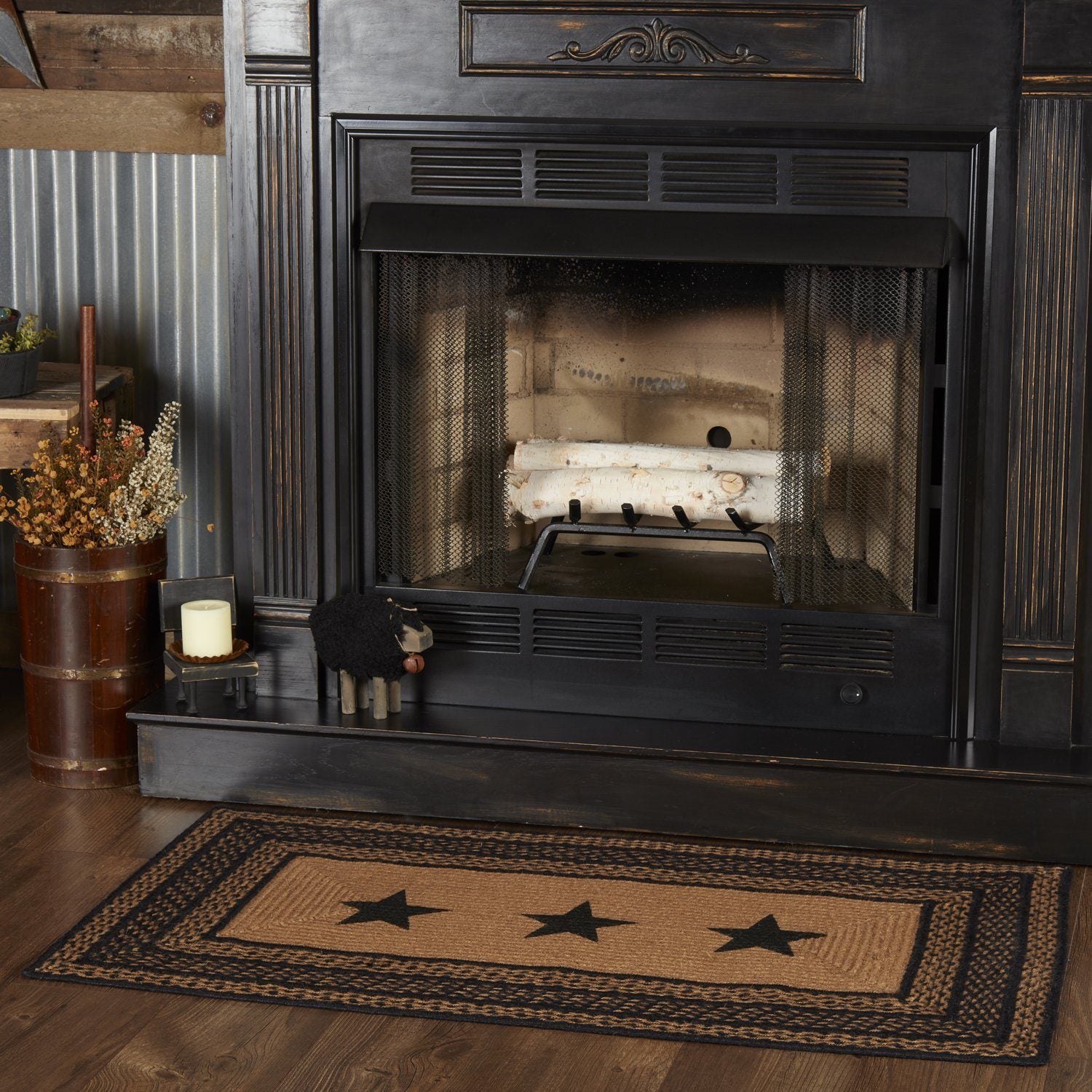Farmhouse Star Stencil Rectangle Braided Rug - 27x48"