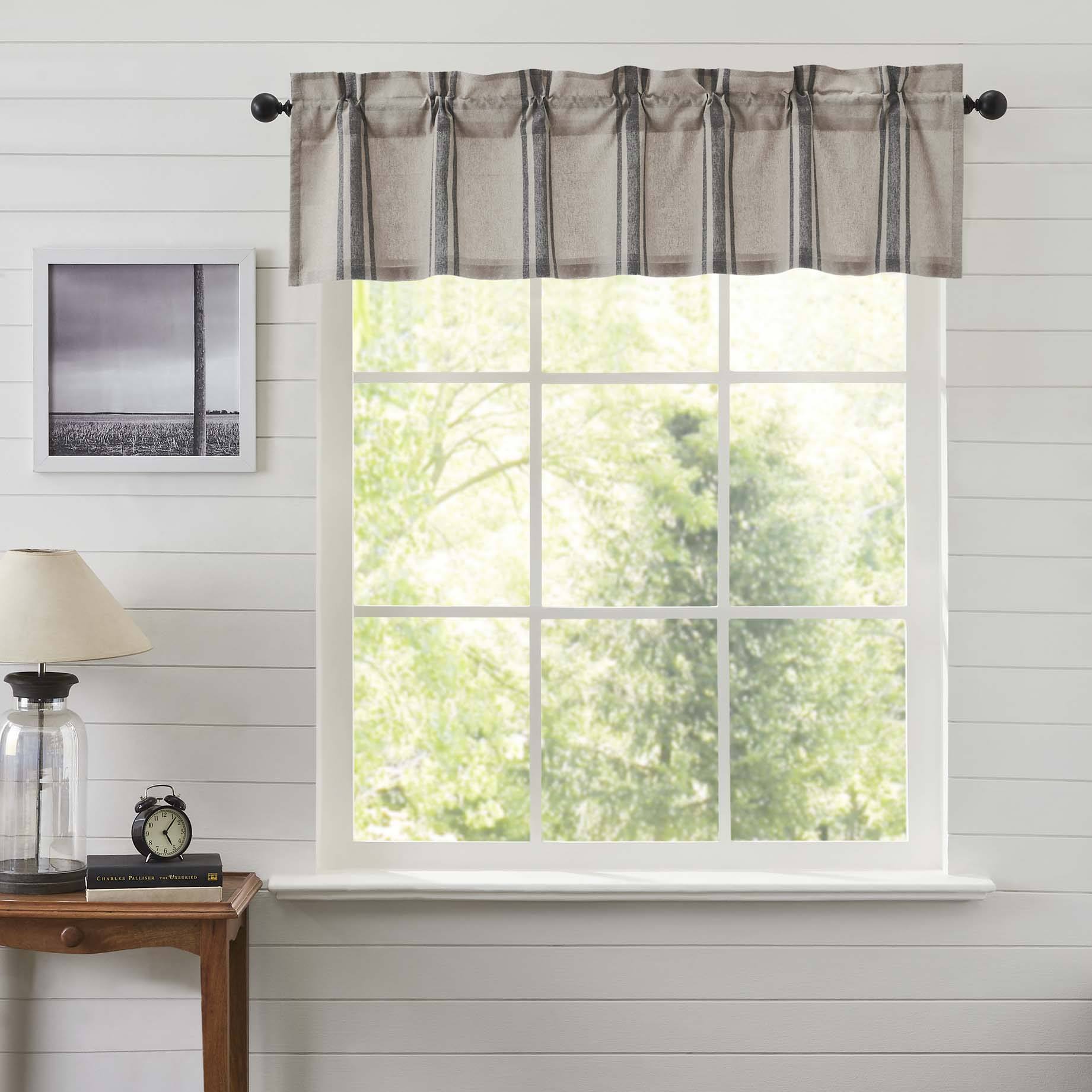 Grain Sack Charcoal Lined Valance 60"