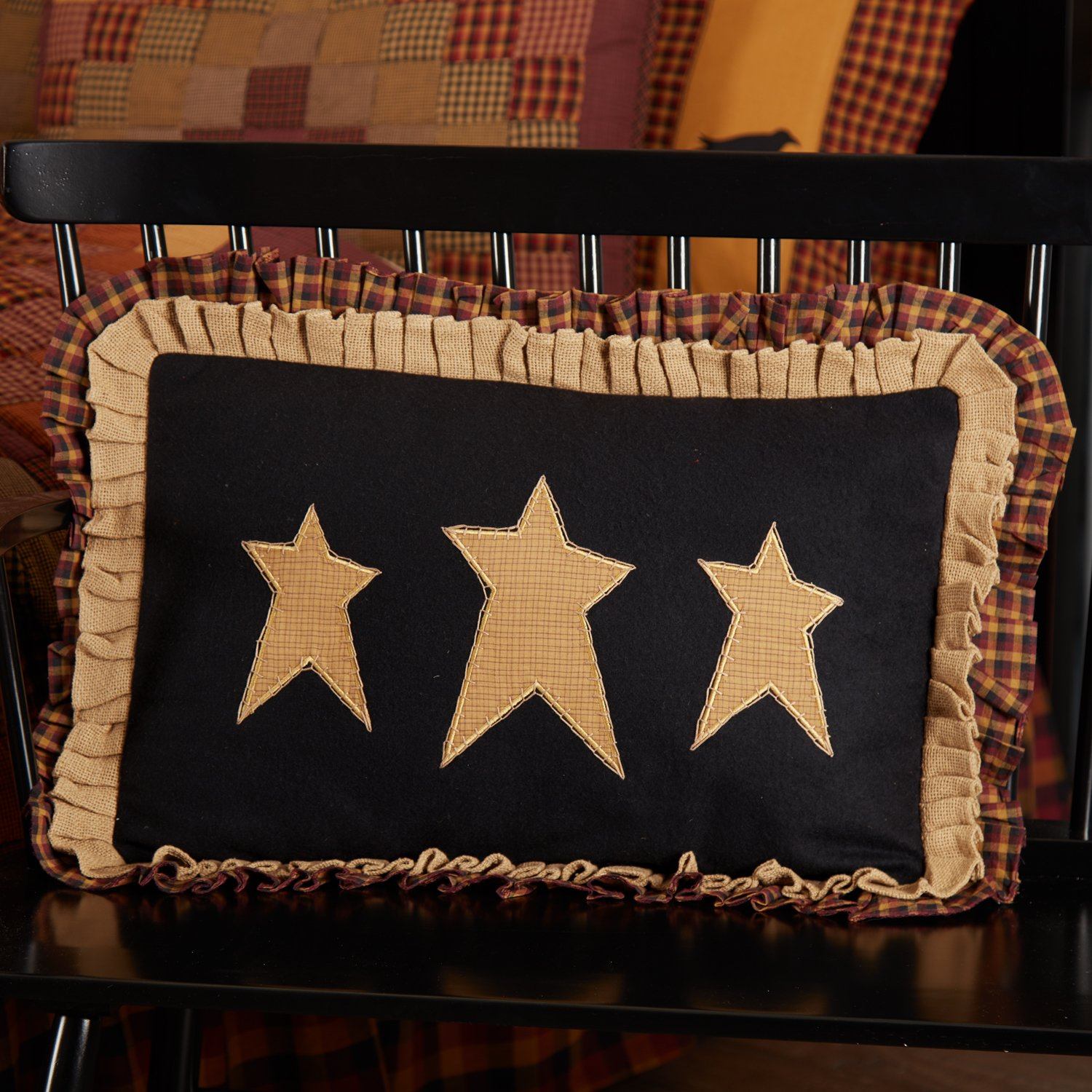 Heritage Farms Primitive Stars Pillow 14x22" Filled