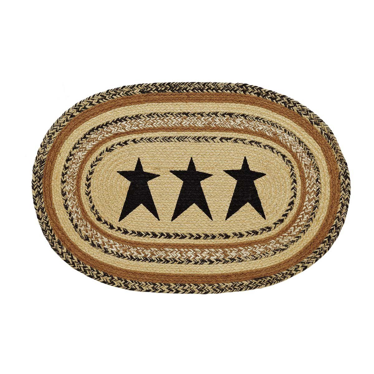 VHC Kettle Grove Stencil Star Oval Braided Rug 20x30"