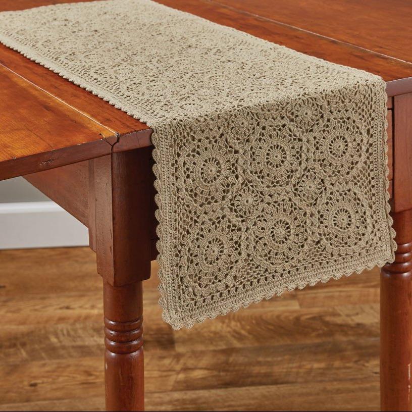 Lace Oatmeal Table Runner 13x36"