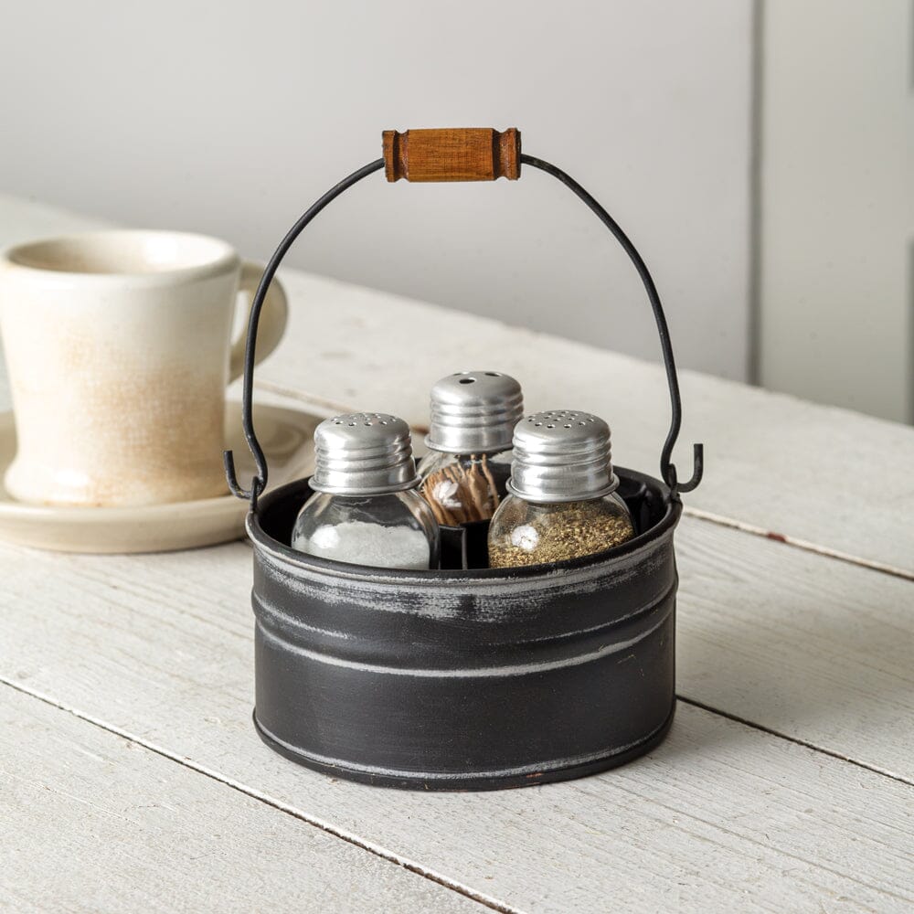 CTW Round Bucket Salt Pepper and Toothpick Caddy