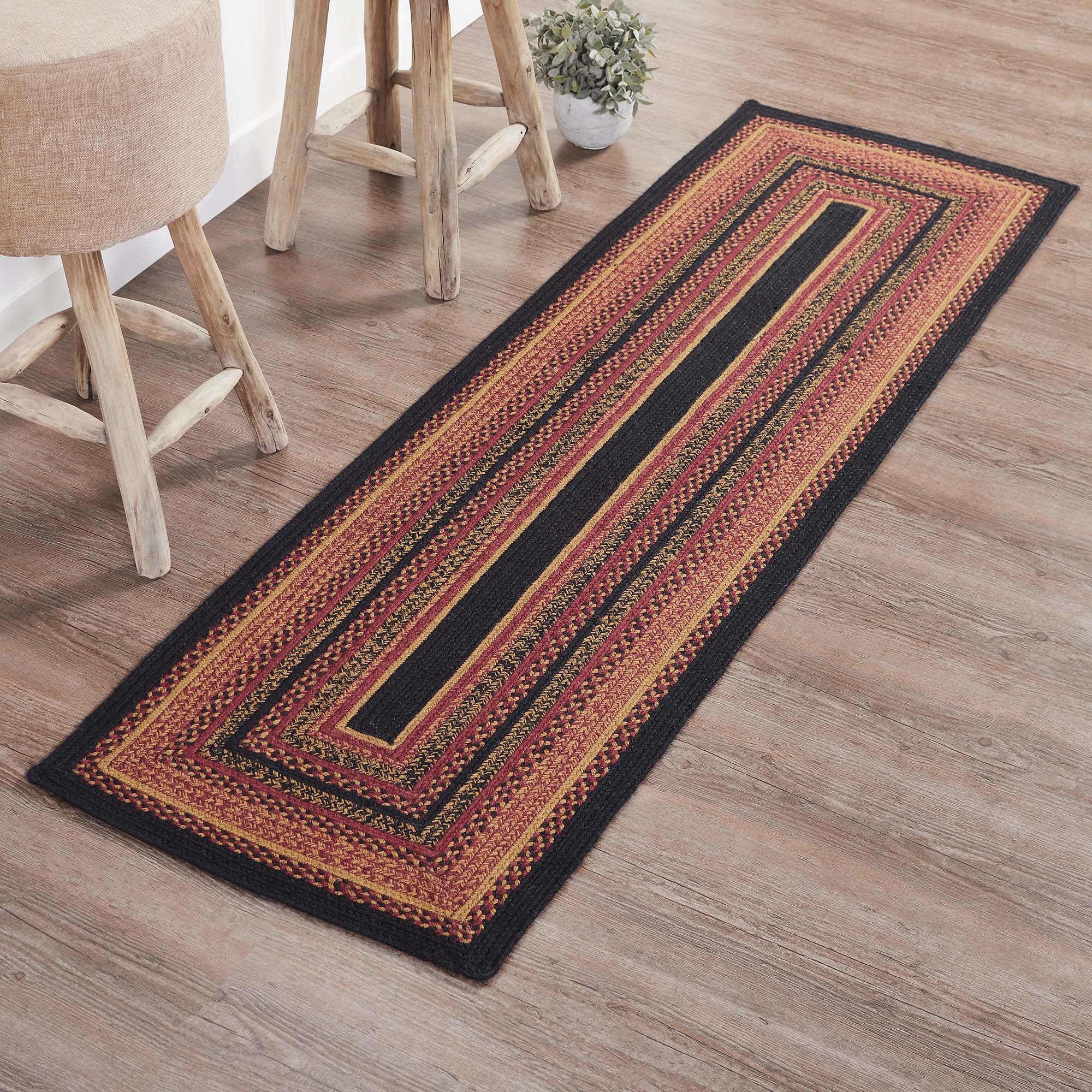Heritage Farms Rectangle Braided Rug 24x78" Runner - with Pad