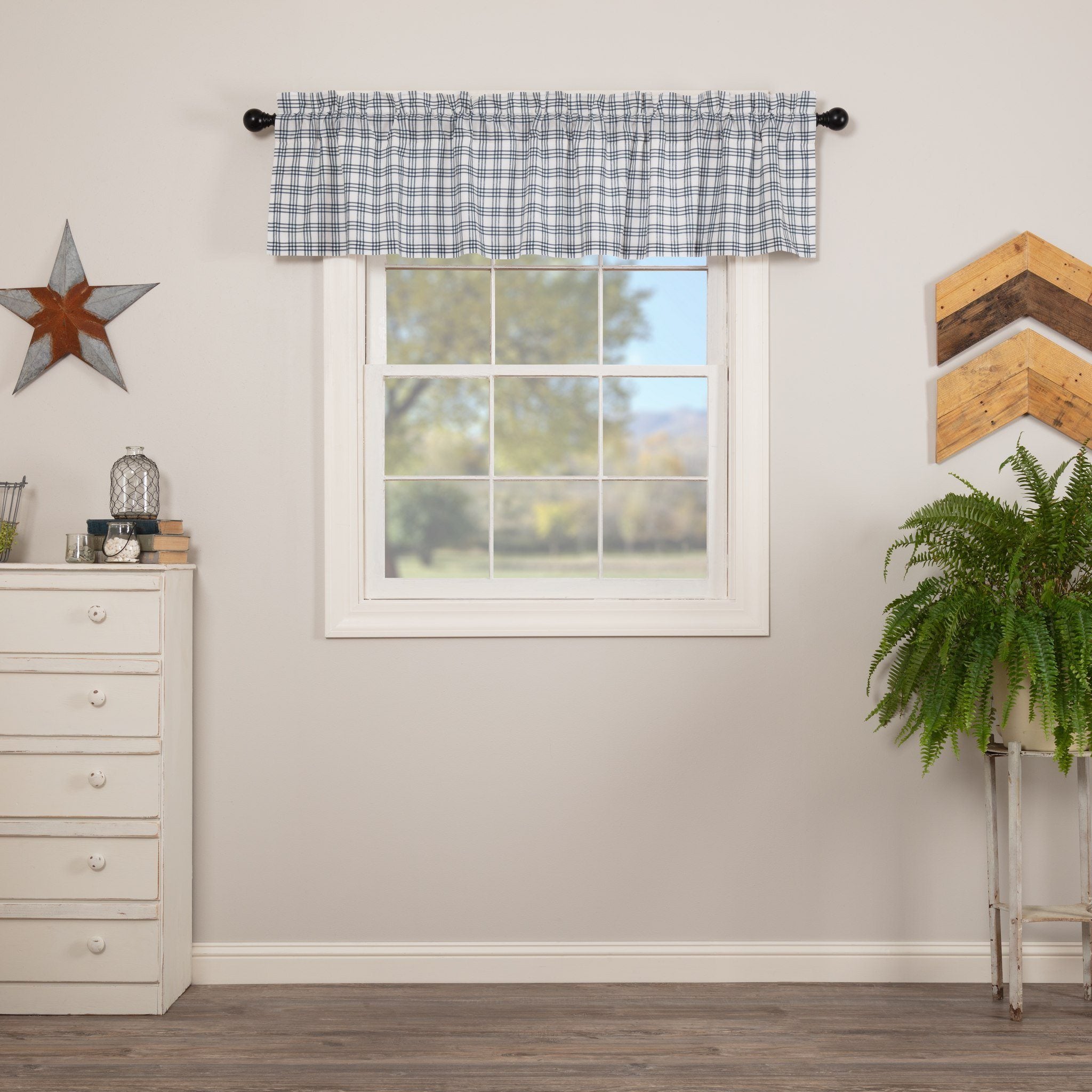 Sawyer Mill Blue Plaid Lined Valance 72"