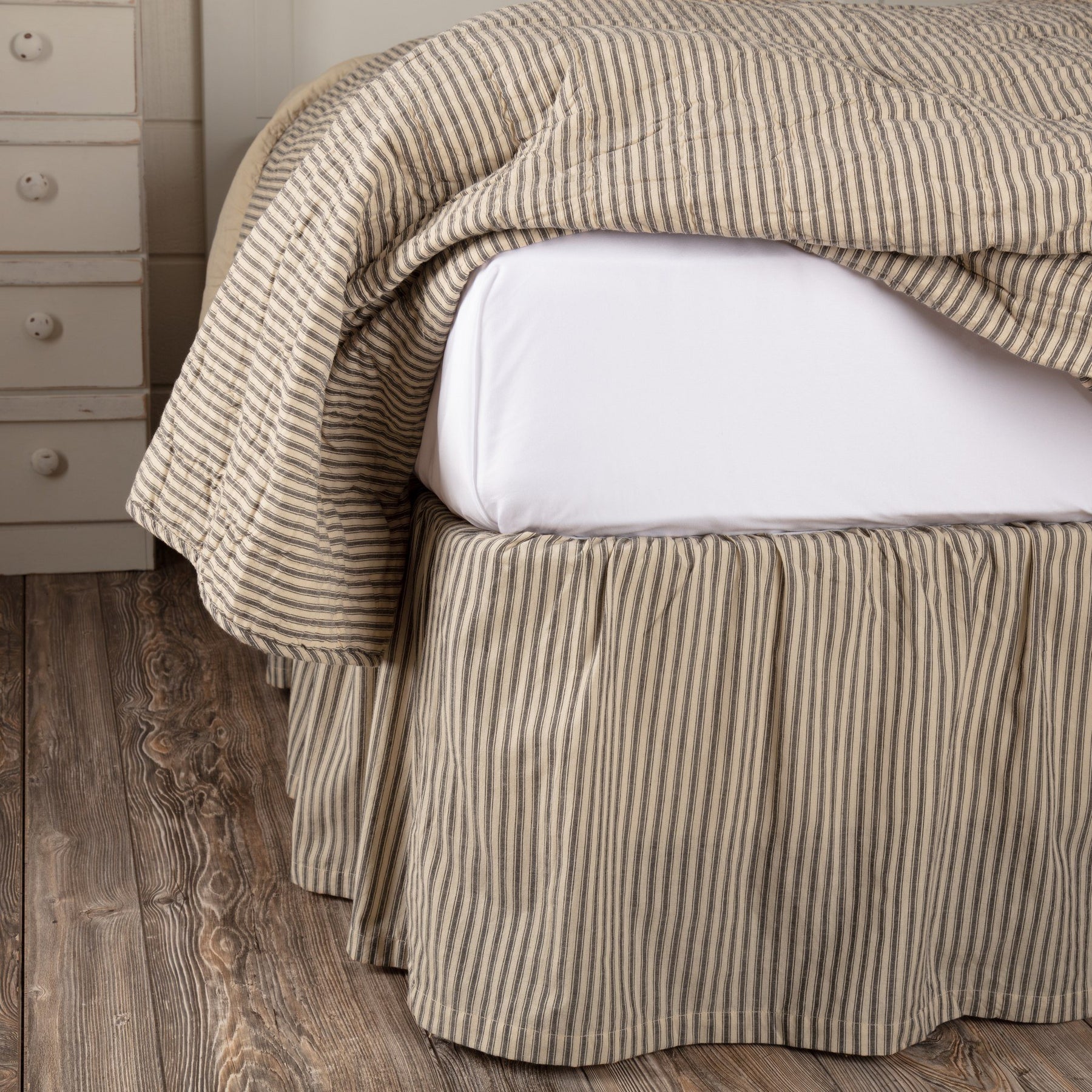 Sawyer Mill Charcoal Ticking Stripe Quilted Coverlet Bundle