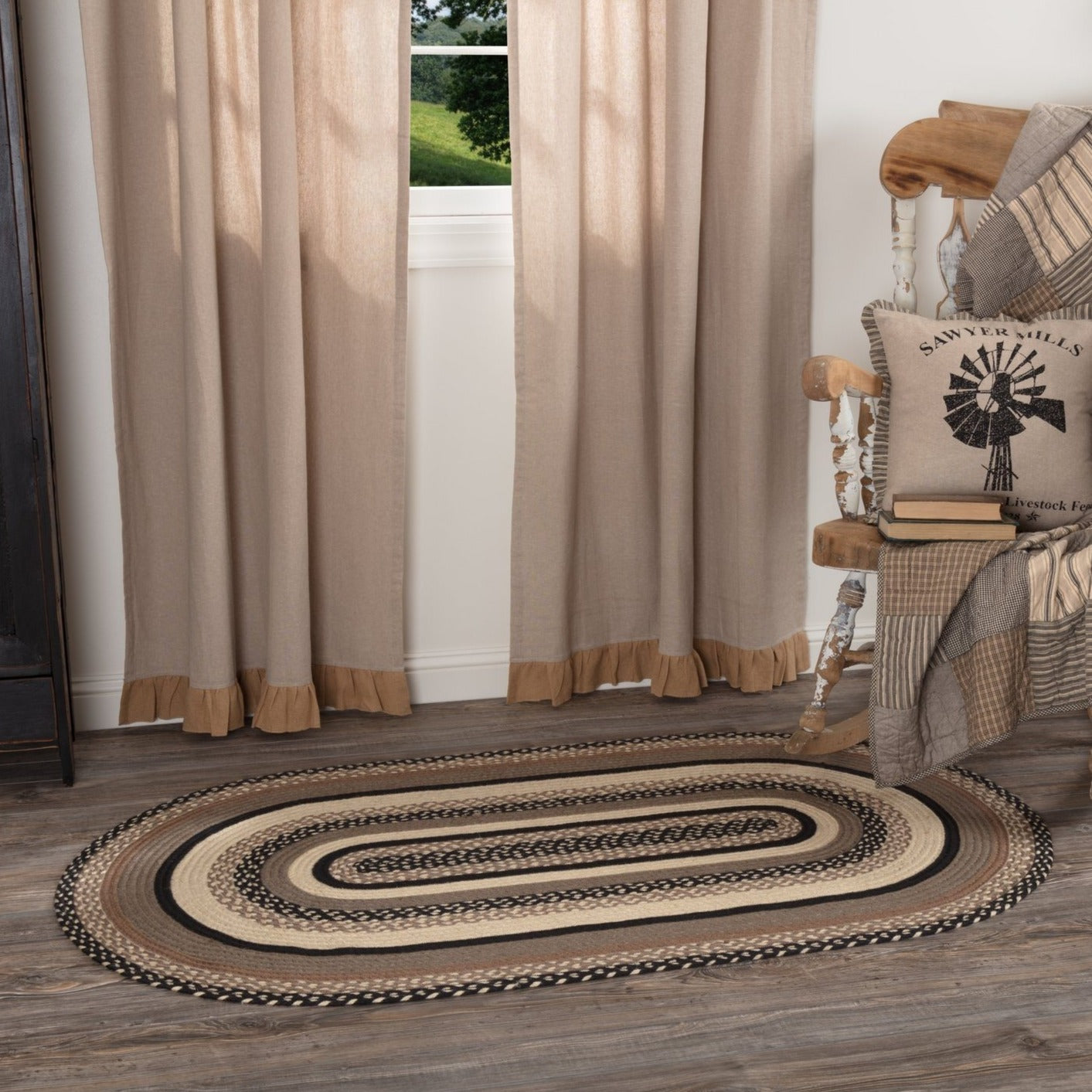 Sawyer Mill Charcoal Oval Braided Rug 36x60"