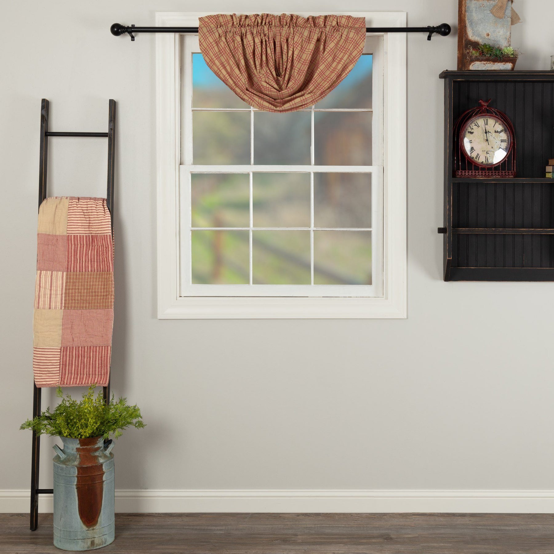 Sawyer Mill Red Plaid Lined Balloon Valance