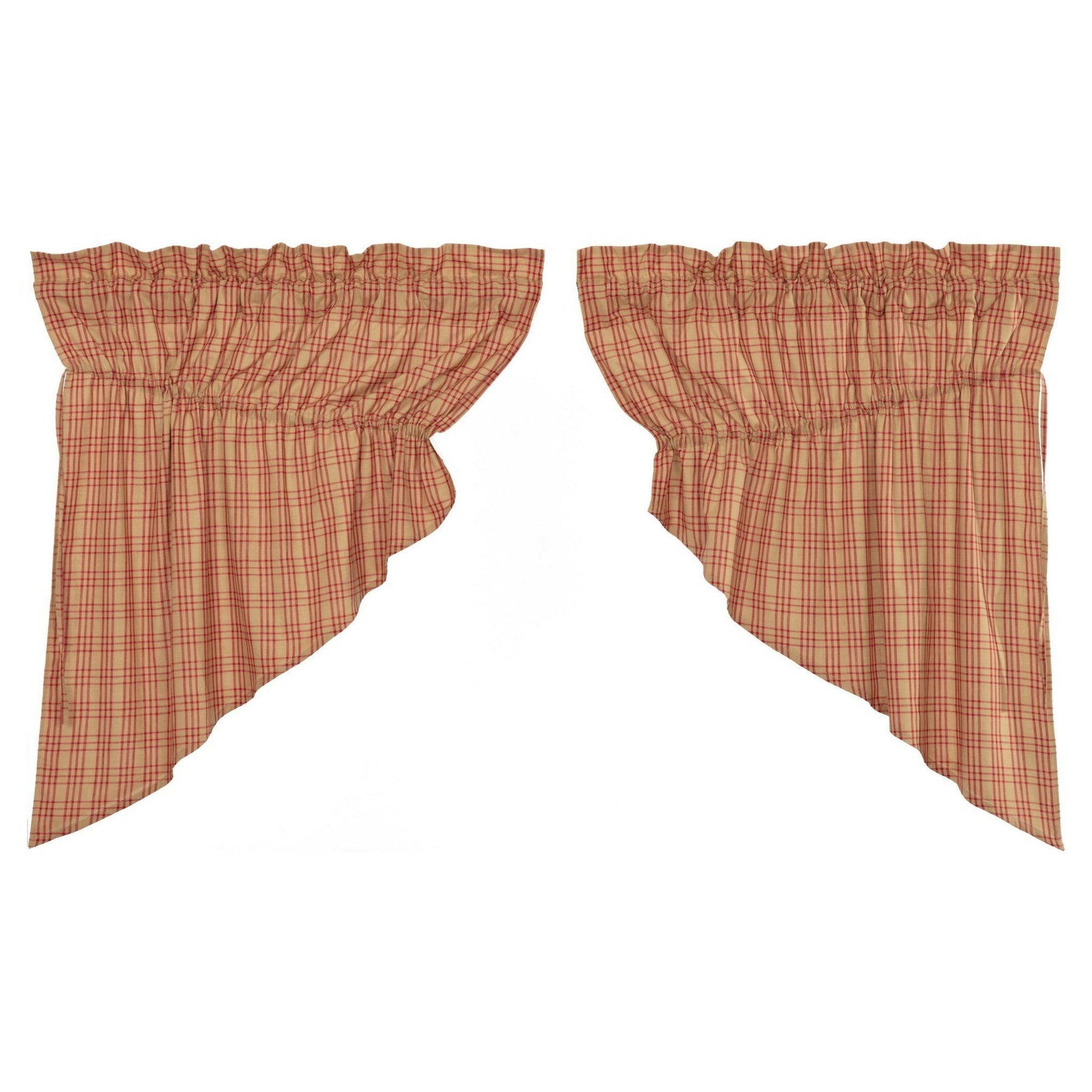 Sawyer Mill Red Plaid Lined Prairie Swag Curtains