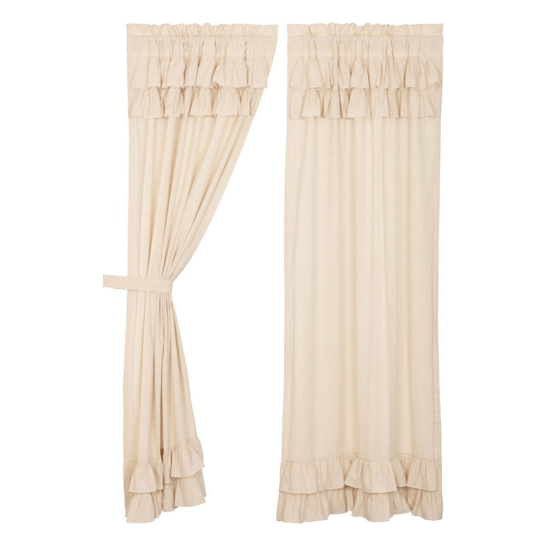 Simple Life Flax Natural Ruffled Panel Curtains 84"